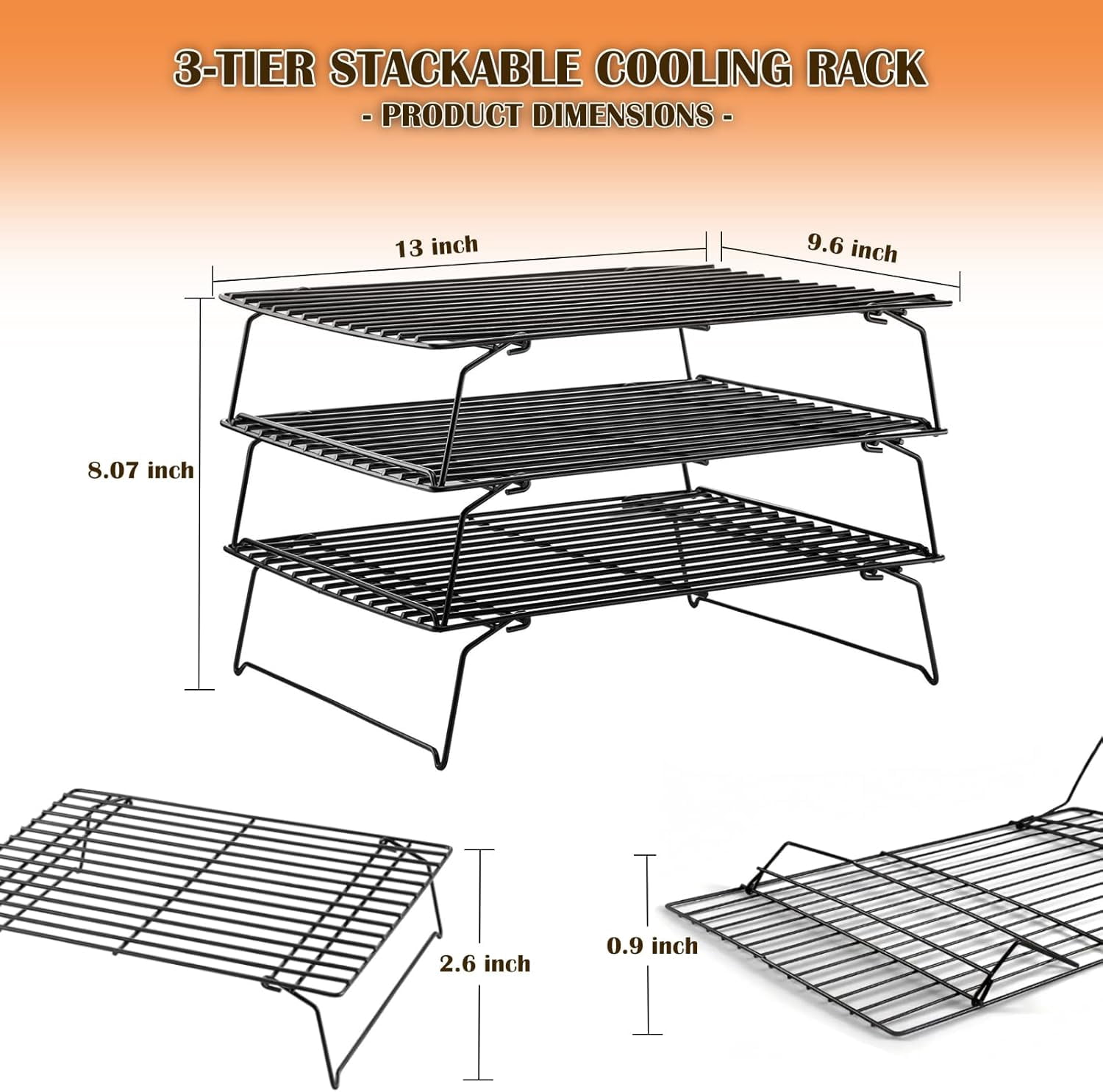 HYTHU-3-Tier Cooling Racks for Cooking and Baking - 13" x 9.6 ...