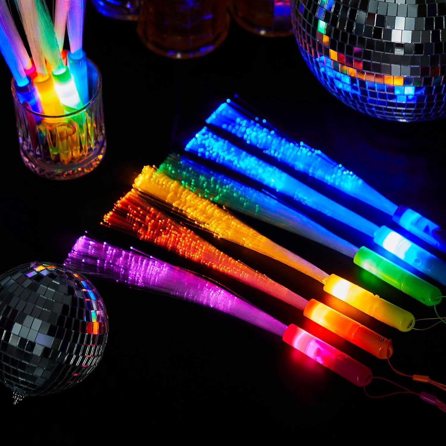 HYTHU-36 Pcs Fiber Optic Wand, LED Fiber Optic Wand with 3 Light Modes ...