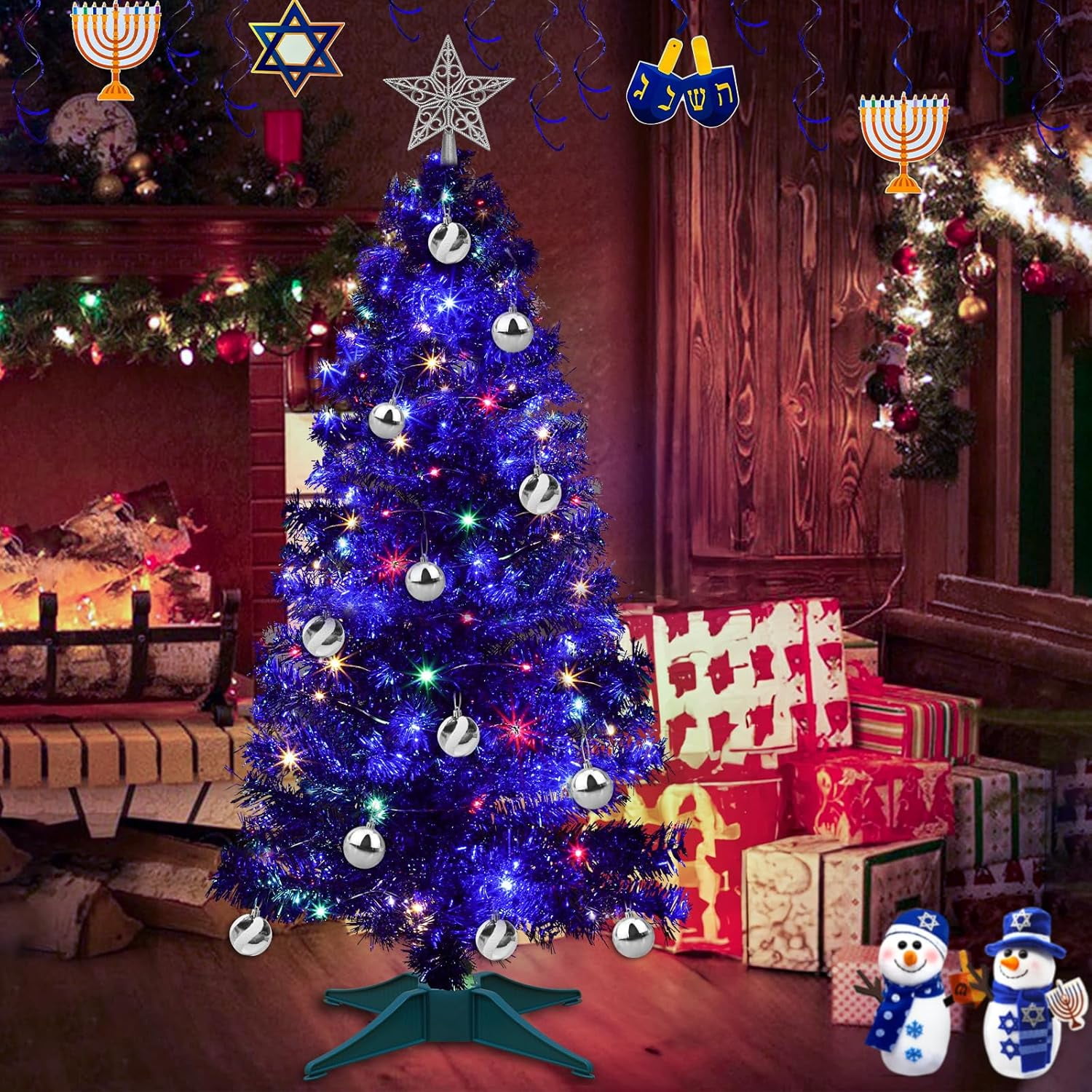 HYTHU-4 Ft Christmas Tree Remote Control 8 Modes Dual Color Change ...