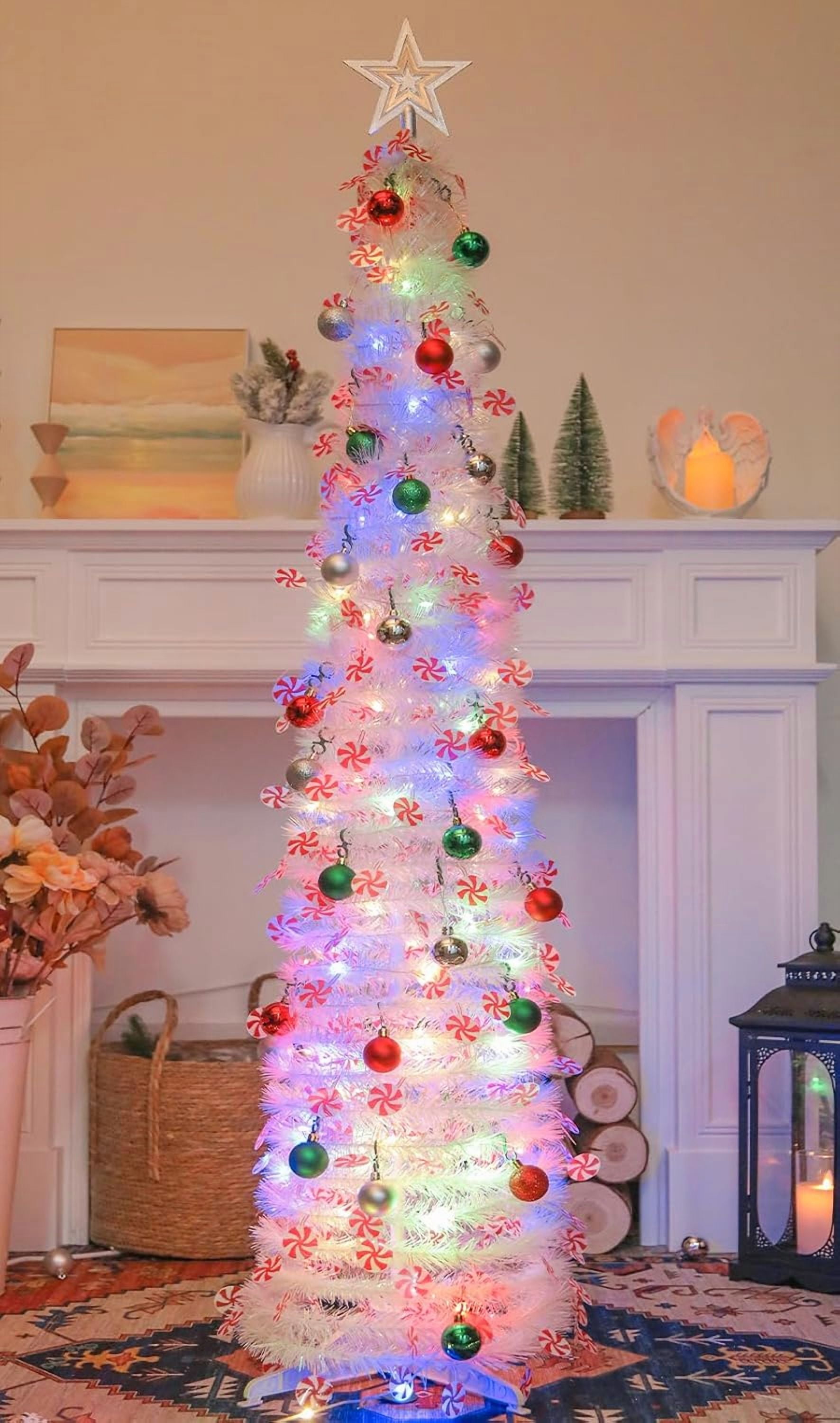 HYTHU-5 FT Pop Up Christmas Tree with Timer Lights and Decorations ...