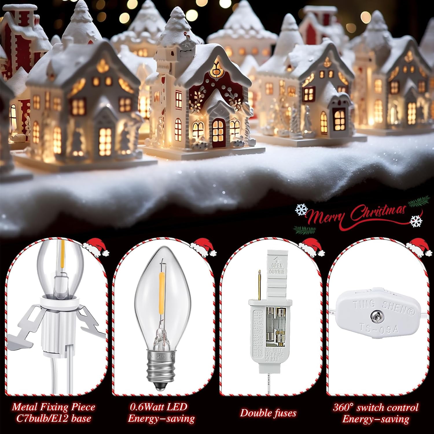 HYTHU-5 Pack Accessory Cord with Two LED Bulbs, Blow Mold Christmas ...