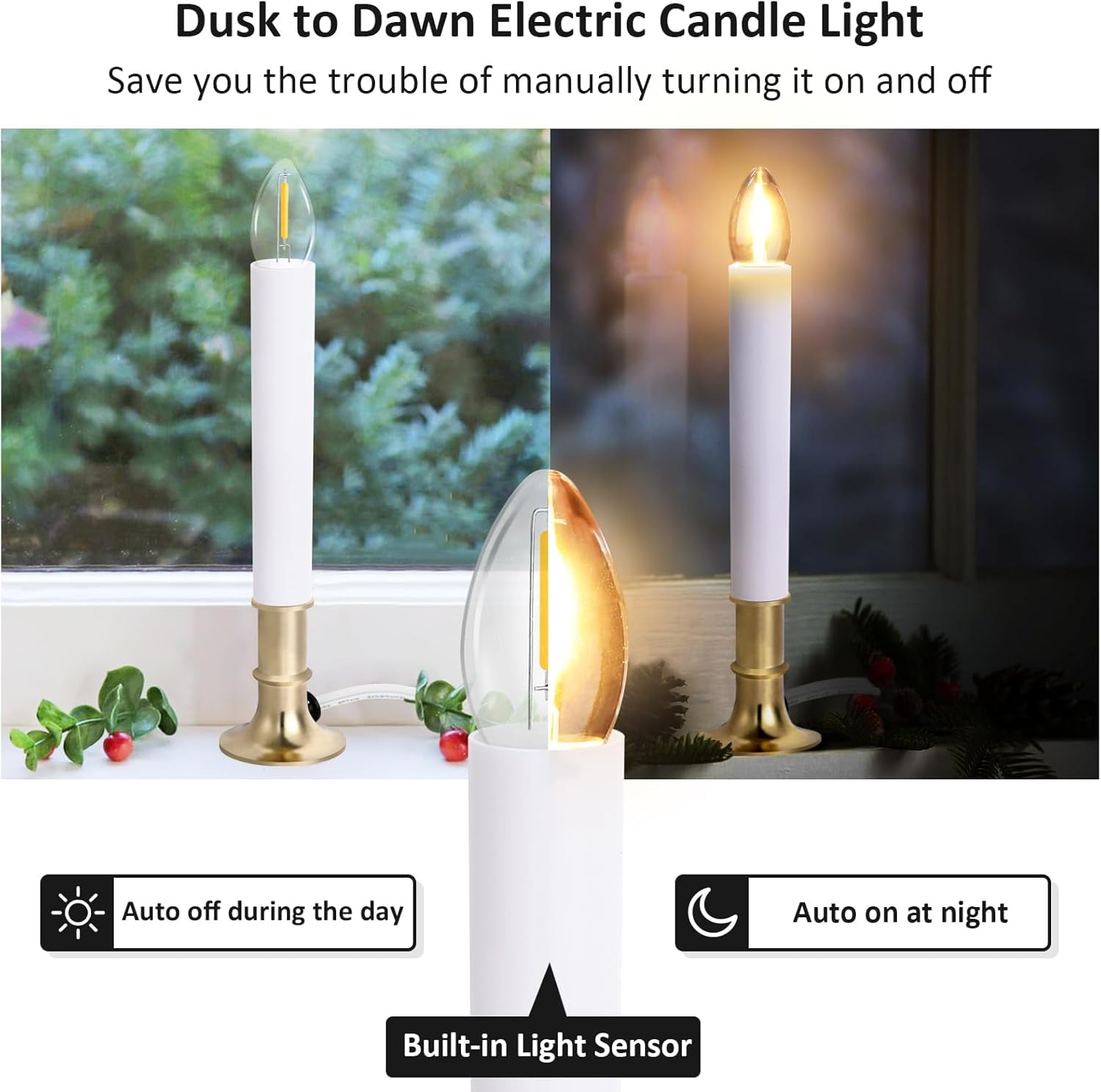 HYTHU-6-Pack Dusk to Dawn Electric Christmas Window Candle Lights with ...