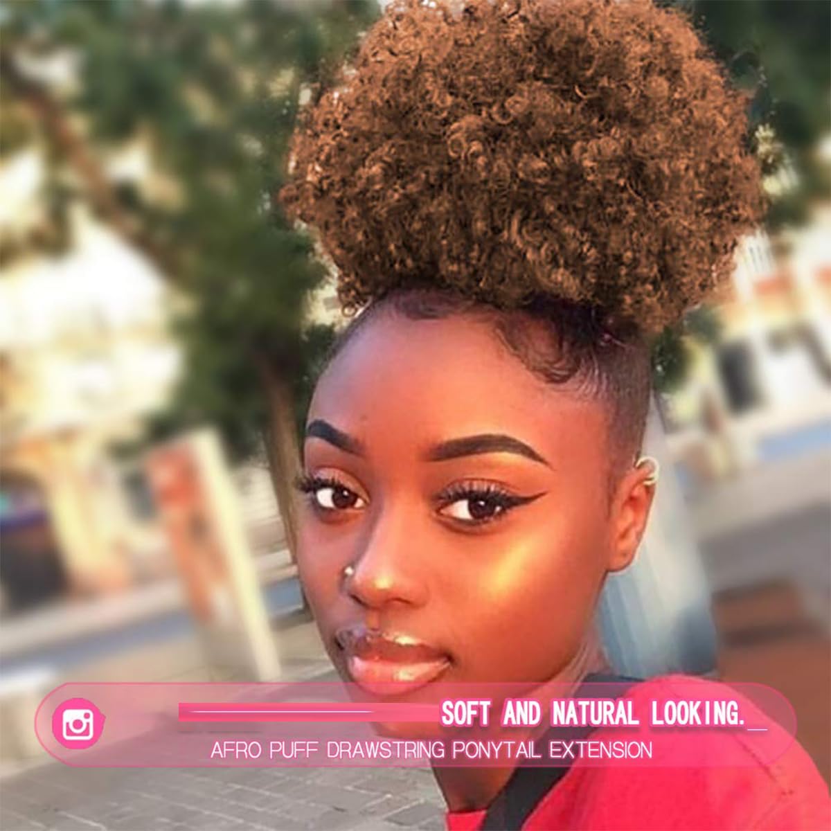 HYTHU-Afro Puffs Drawstring Human Hair Buns 30# Kinky Curly Drawstring ...