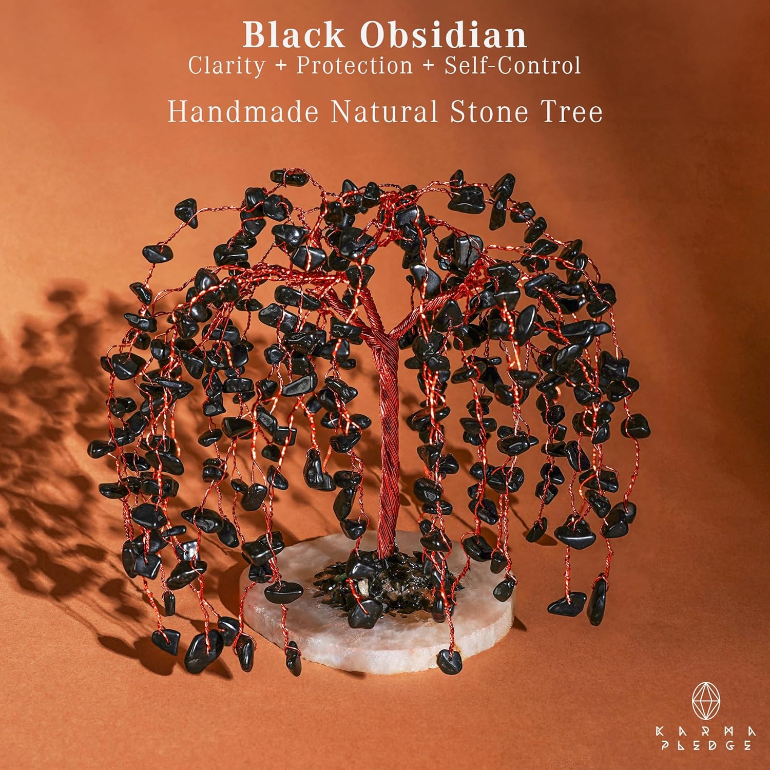 HYTHU-Black Obsidian Crystal Tree of Life Chakra Healing, Home and ...