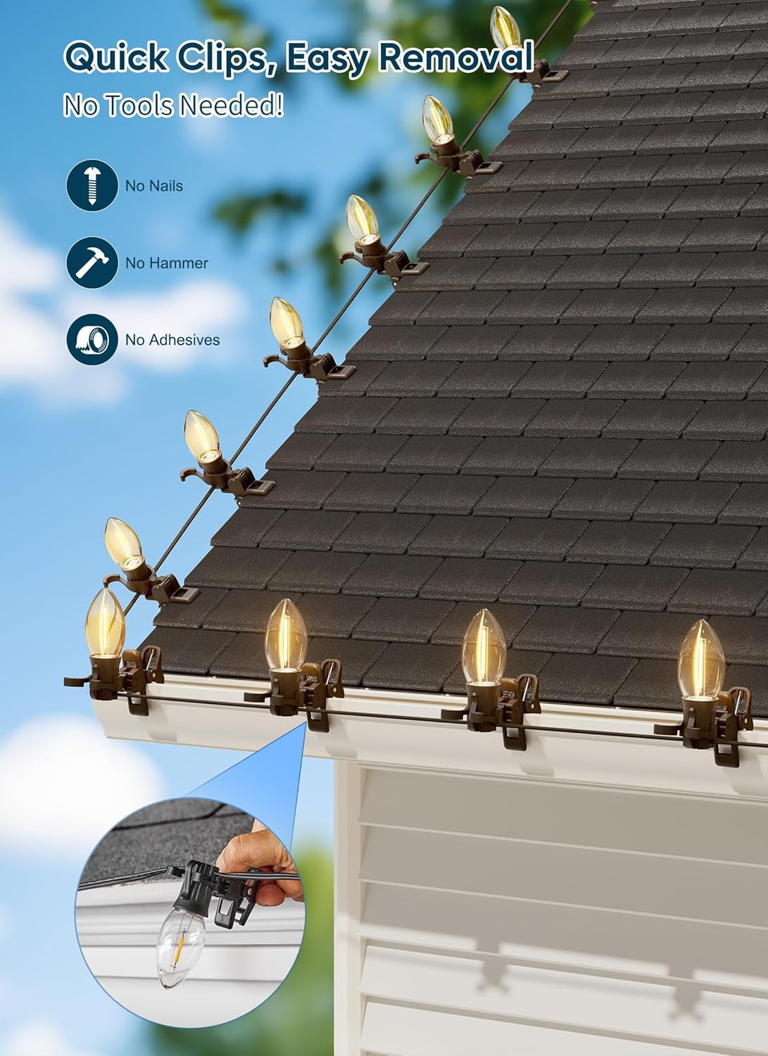 HYTHU-Christmas Light Clips for Outside, 50 Count Quick Spring Clip for ...