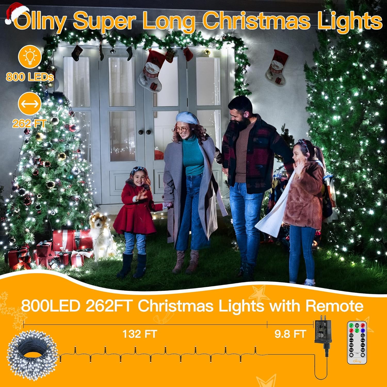 HYTHU-Christmas Lights 262FT 800LED, Plug-in Outside Tree Lights with ...
