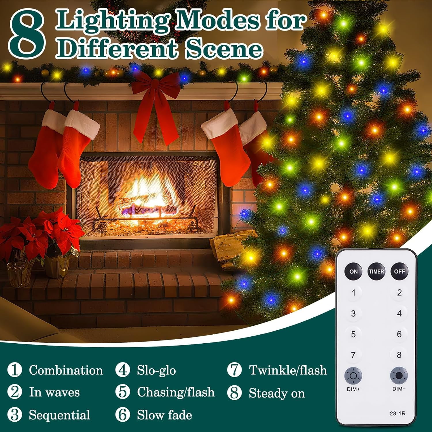 HYTHU-Christmas Lights Outdoor String Lights 500LED 164FT Multicolored ...