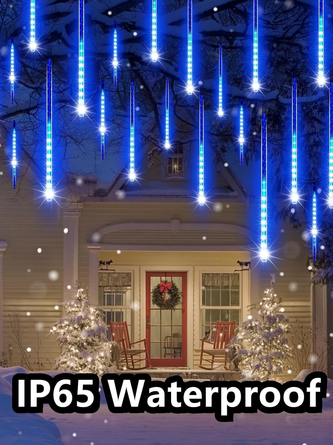 HYTHU-Christmas Lights Solar Powered, Meteor Shower Lights Outdoor, 20 ...