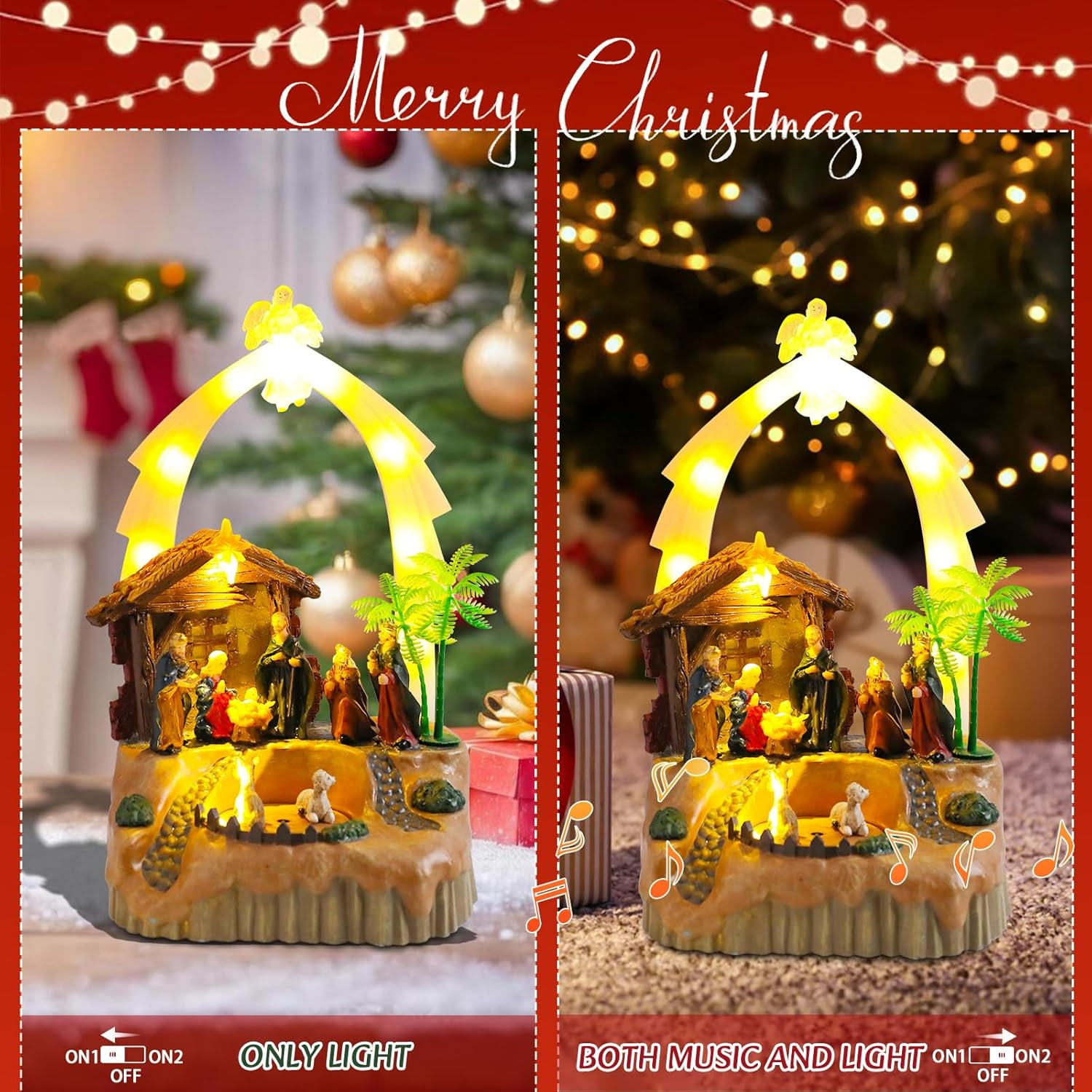 HYTHU-Christmas Nativity Set Indoor,Christmas Houses Village,Nativity ...