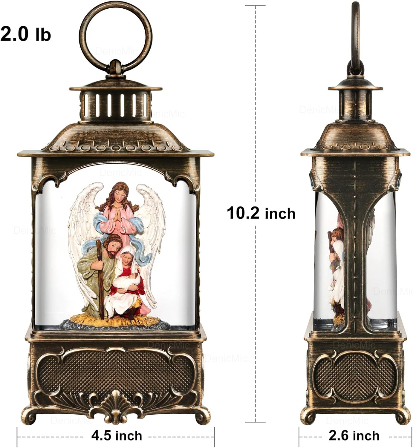 HYTHU-Christmas Snow Globe,Snow Globe Lantern Nativity with Angel ...