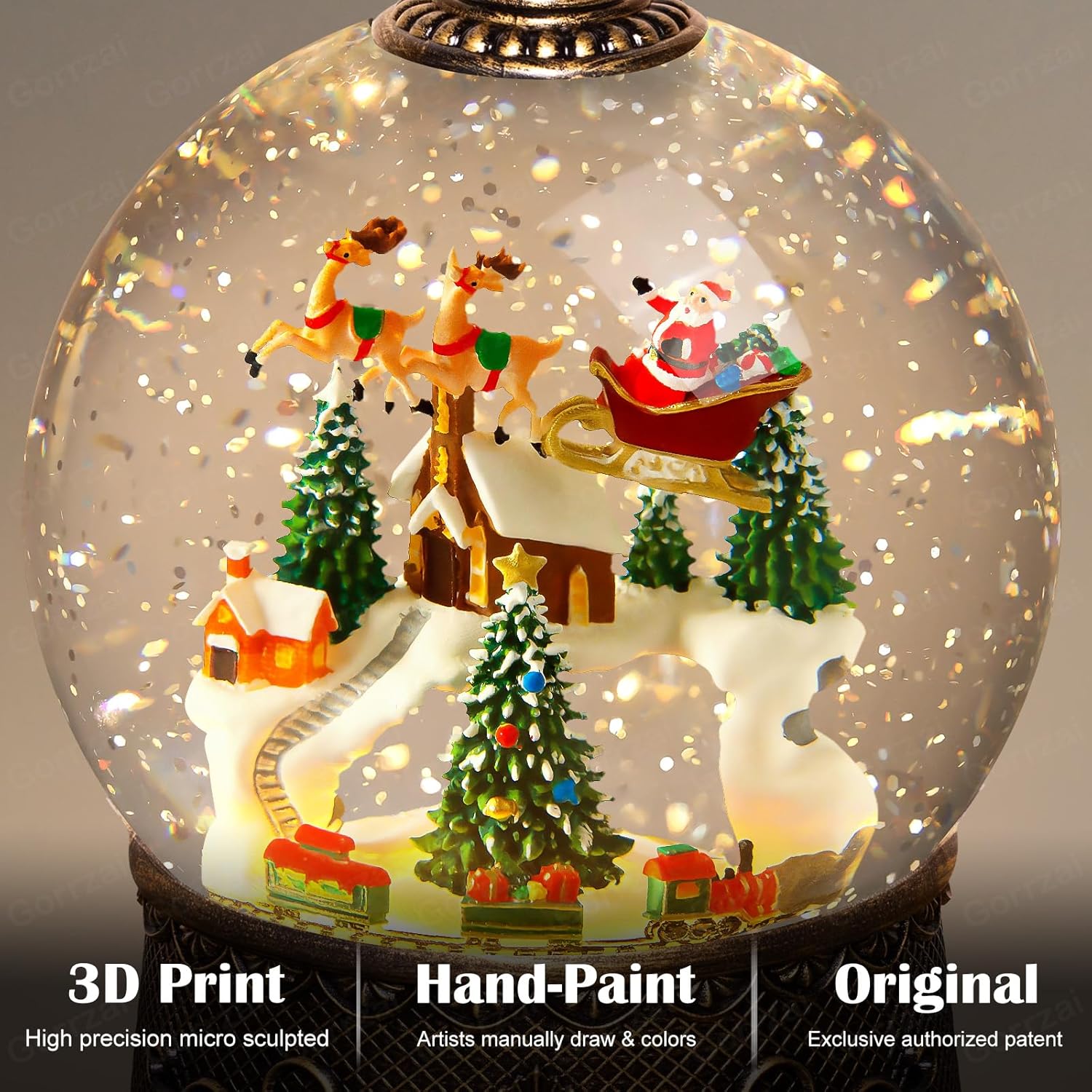 HYTHU-Christmas Snow Globes Village Snow Globe Lantern, Lighted Musical ...