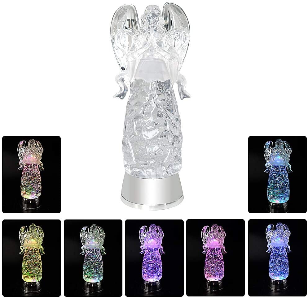 HYTHU-Color Changing Angel Lighted Snow Globe Water Lamp with 6 Hour ...