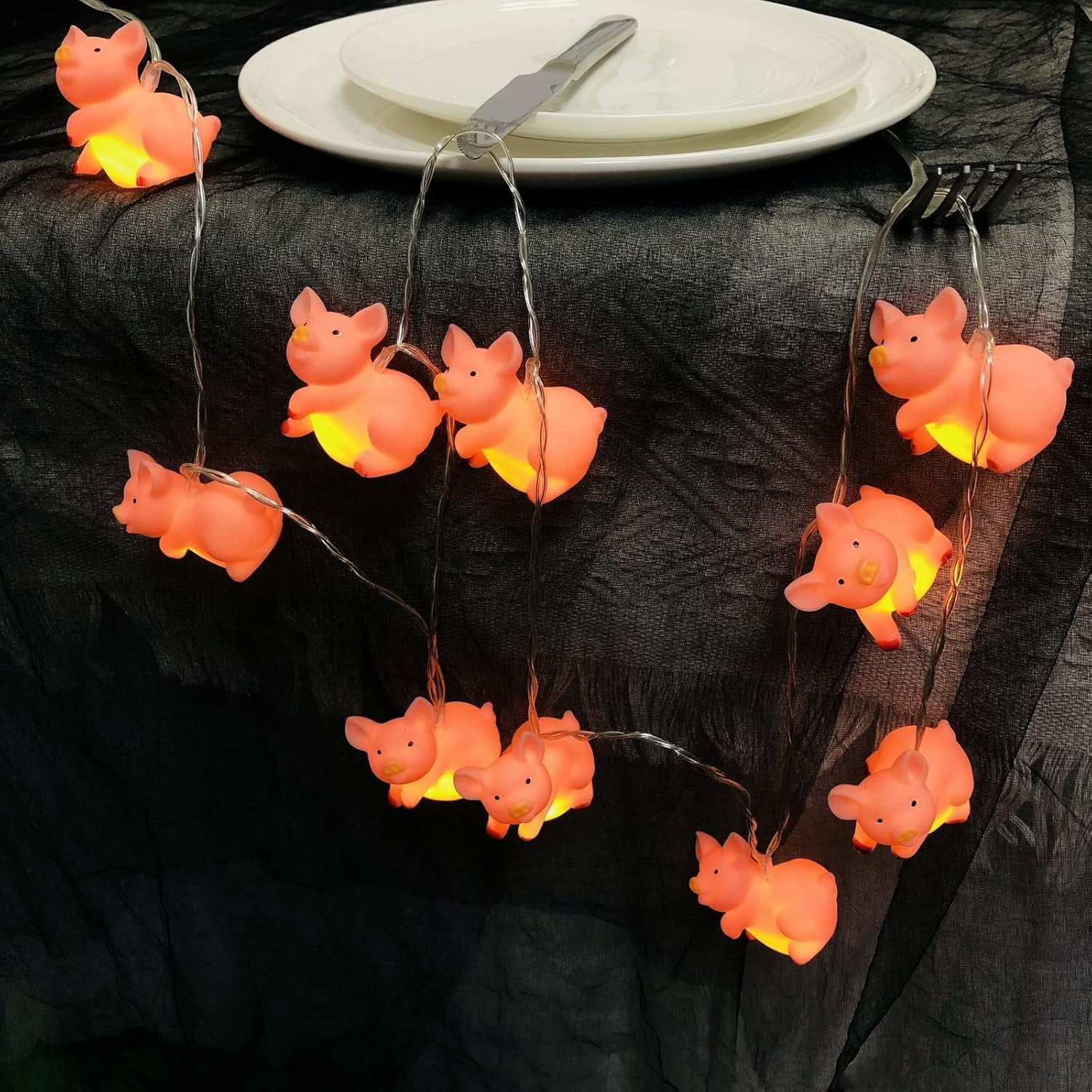 HYTHU-Cute Pig String Light Soft Pig Shape Coper Wire Fairy Light Pig ...