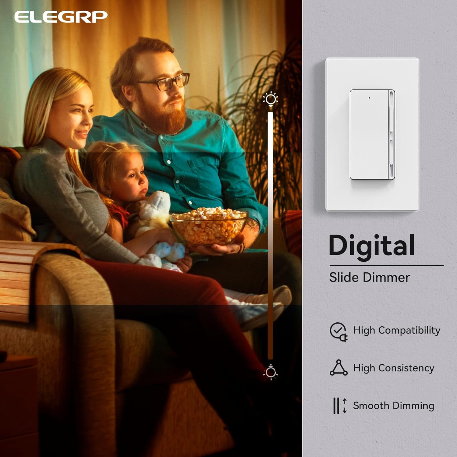 HYTHU-Digital Slide Dimmer Light Switch, Dimmer Switch with Decorative ...