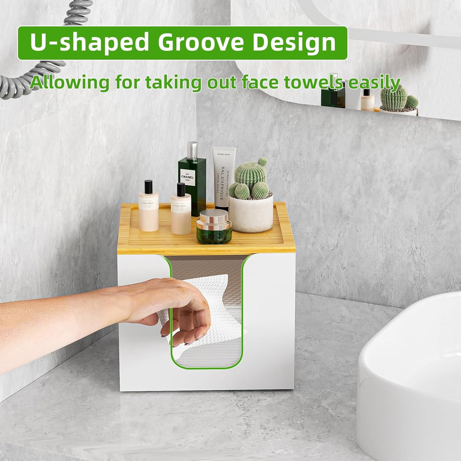 HYTHU-Disposable Face Towel Holder Box, Acrylic Facial Towel Container ...