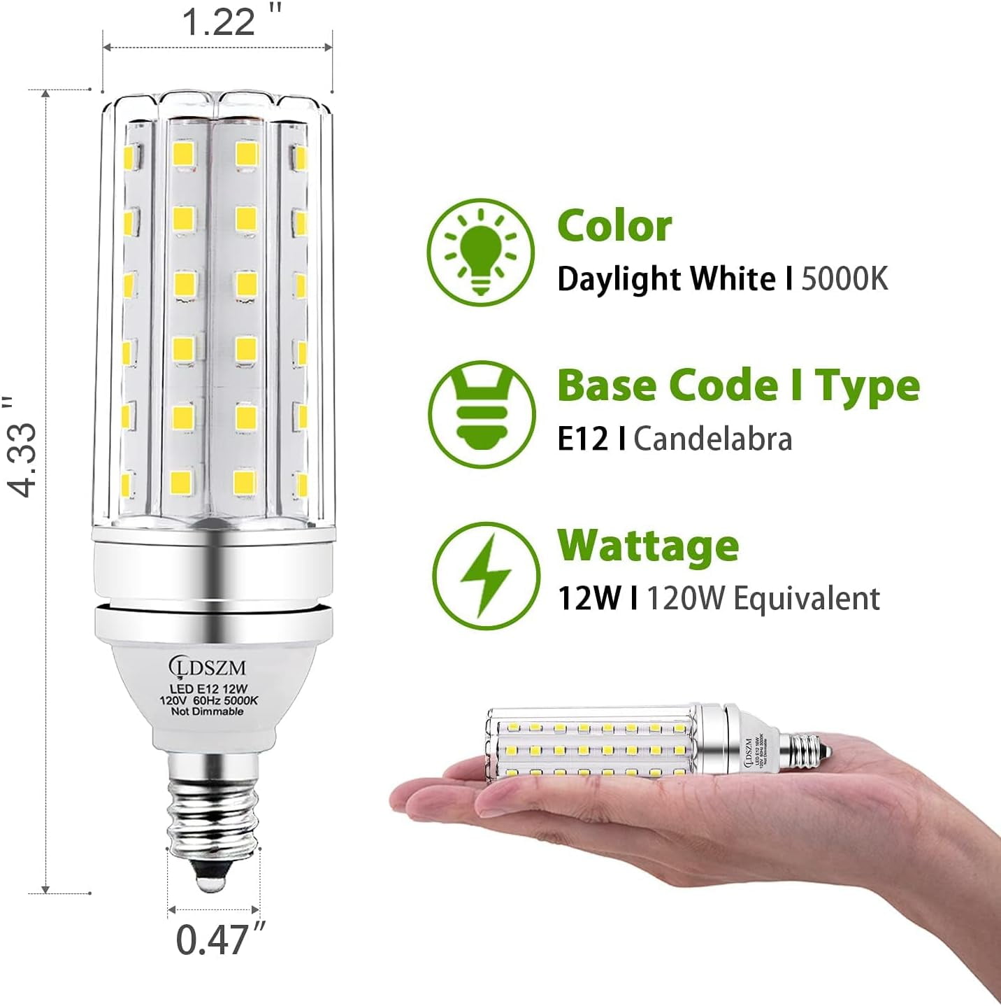 HYTHU-E12 LED Bulbs 12W Candelabra led Light Bulb,100 Watt Equivalent ...