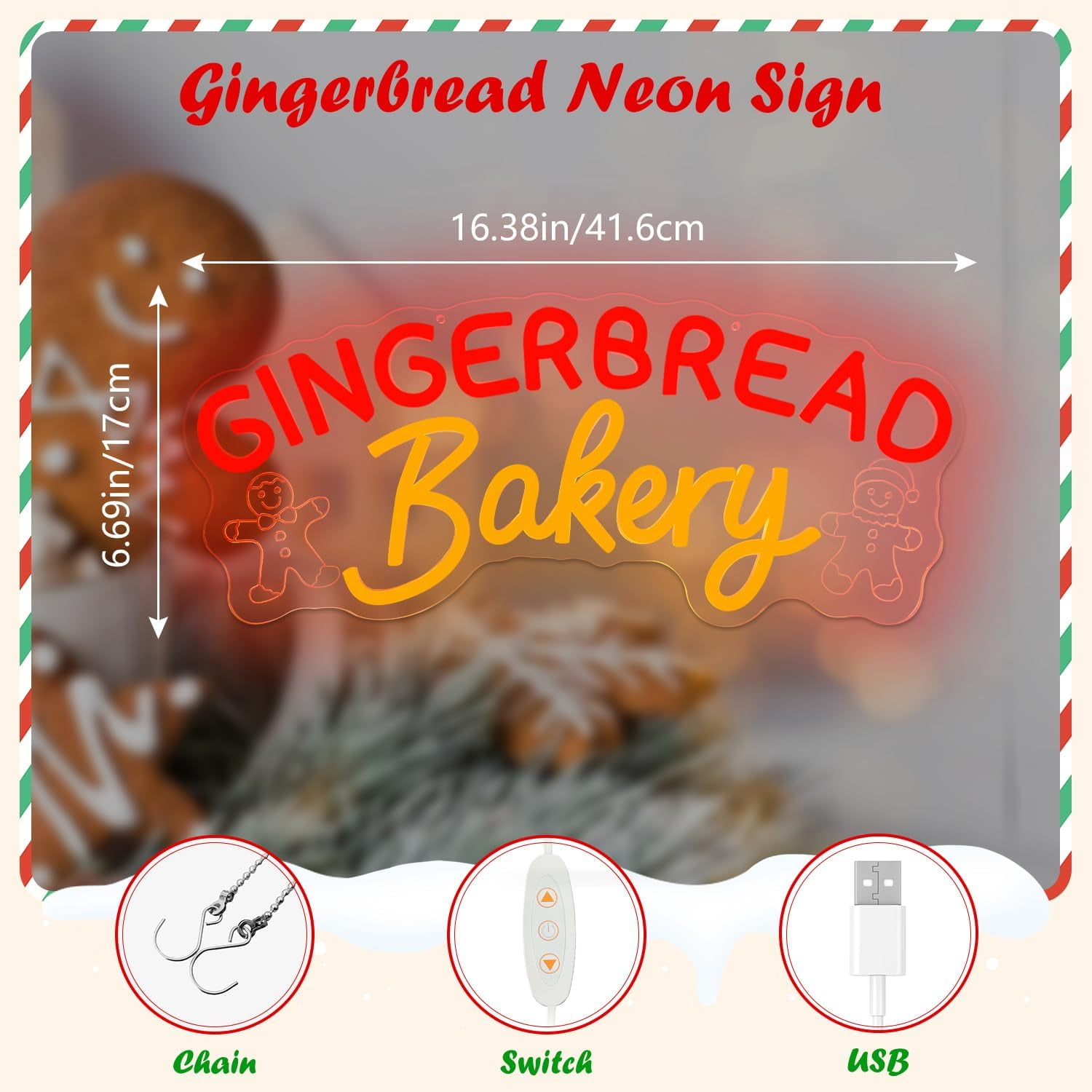 HYTHU-Gingerbread Bakery Neon Sign Christmas LED Sign for Cafe Shop ...