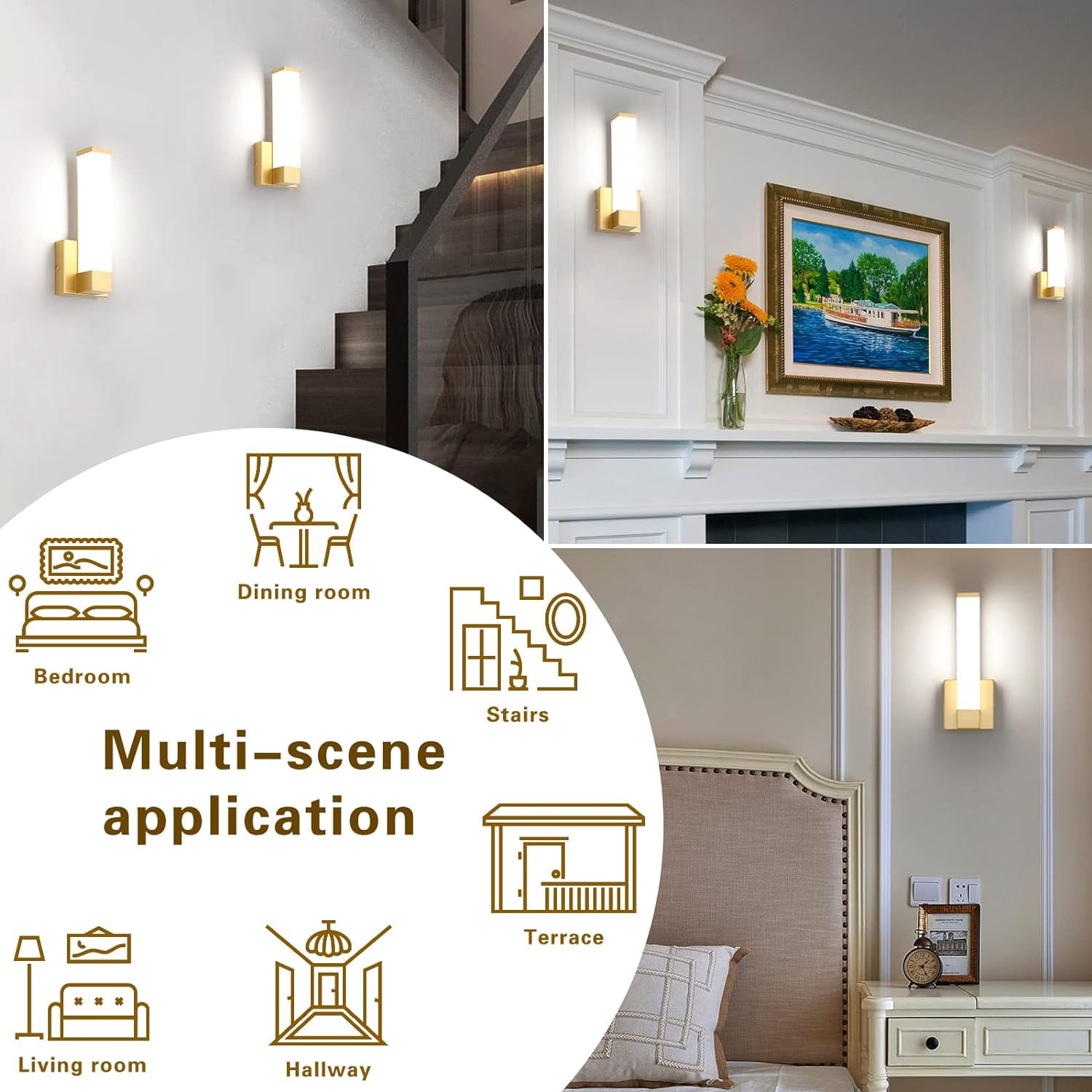 HYTHU-Gold Wall Lights for Bedroom Modern Indoor LED Hallway Sconces ...