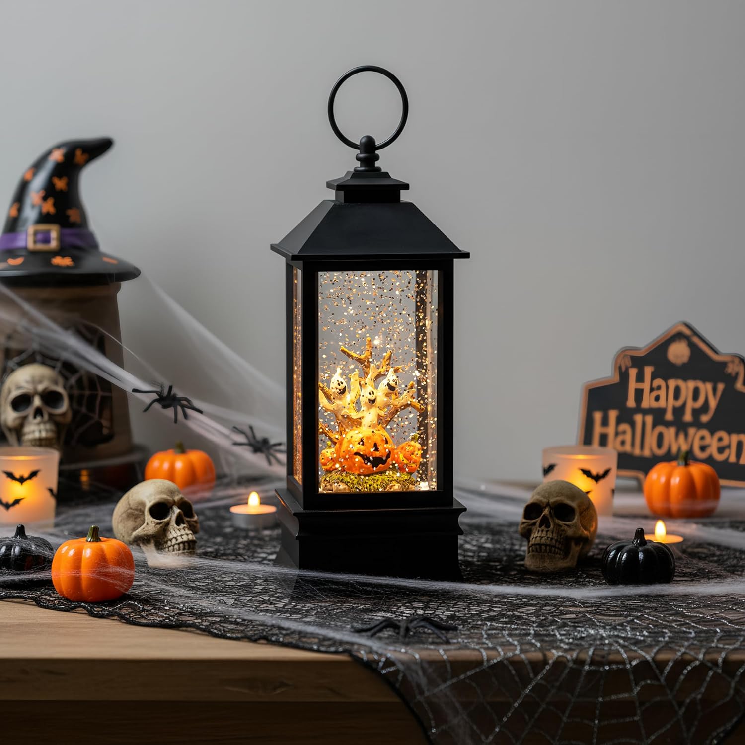 HYTHU-Halloween Snow Globe Lantern Water Glittering Spooky Ghosts in ...