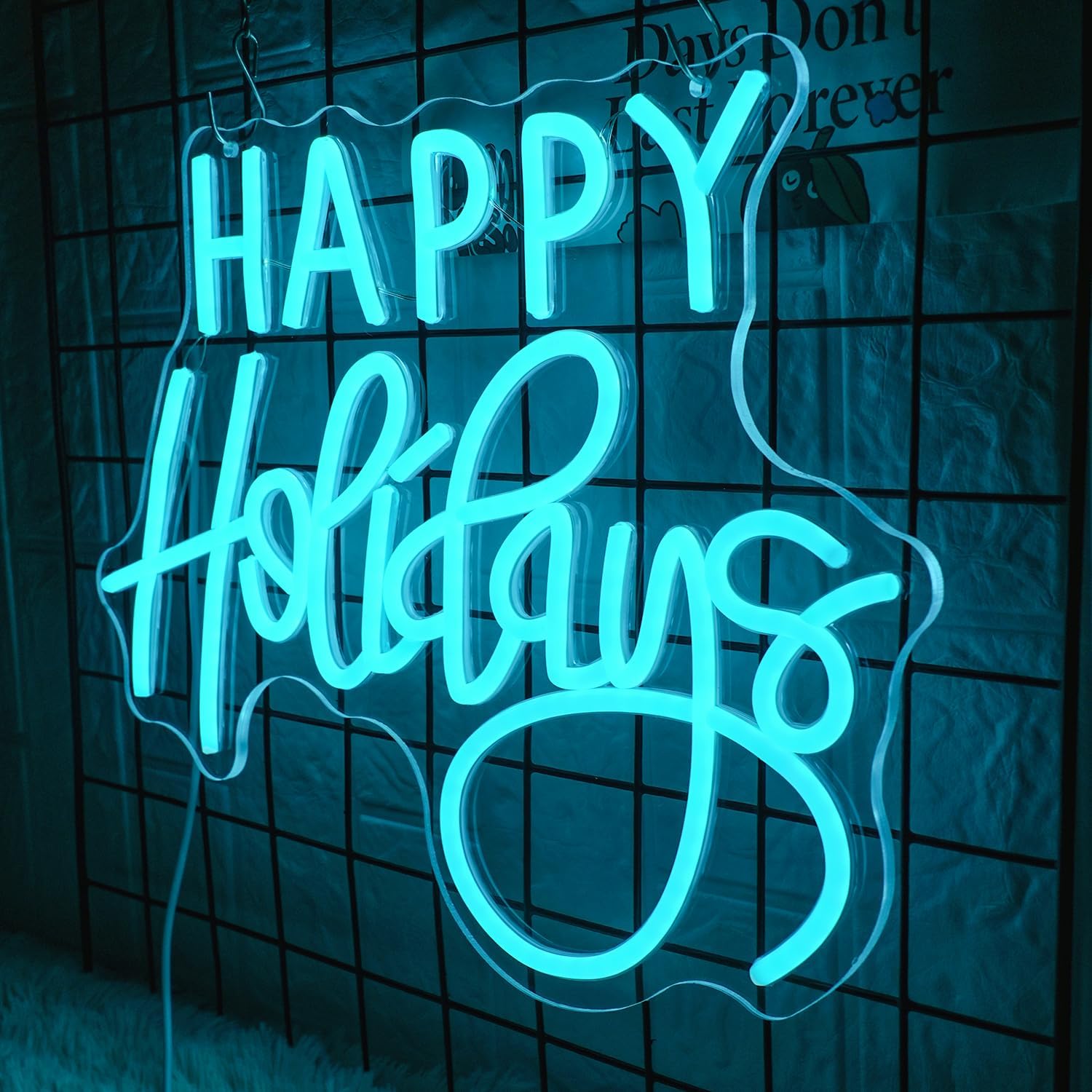 HYTHU-Happy Holidays Neon Sign for Wall Decor Blue Holiday Neon Lights ...