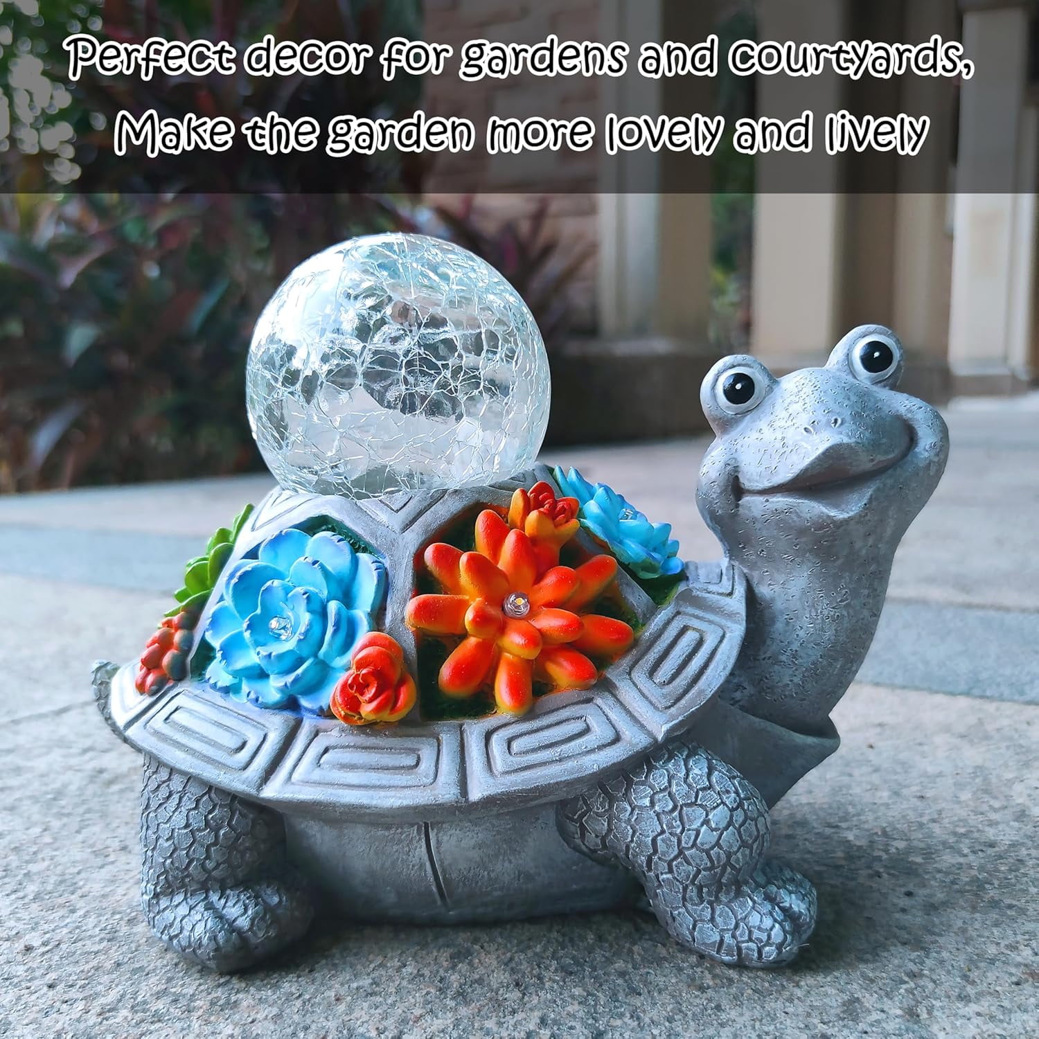HYTHU-JOYBEE Solar Turtle Garden Statue Outdoor Decor-Turtle Solar ...