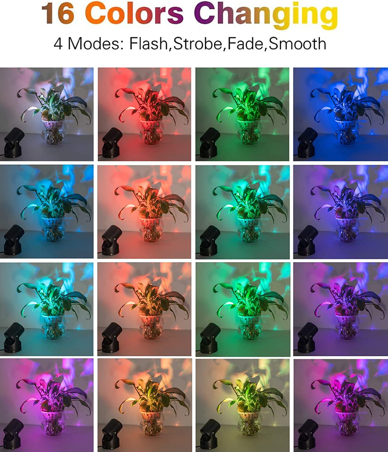 HYTHU-LED Flood Light 7W Background Light US Plug RGB Light with Remote ...