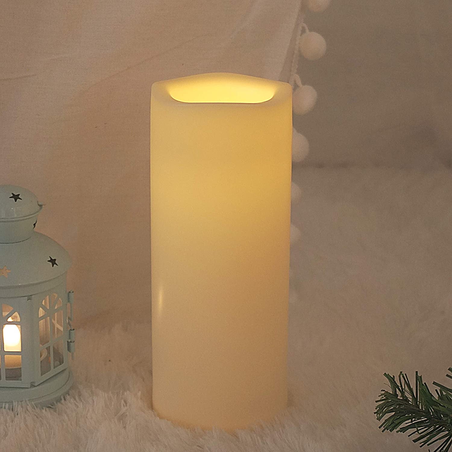 HYTHU-Large Waterproof Outdoor Battery Operated Flameless Candle with ...