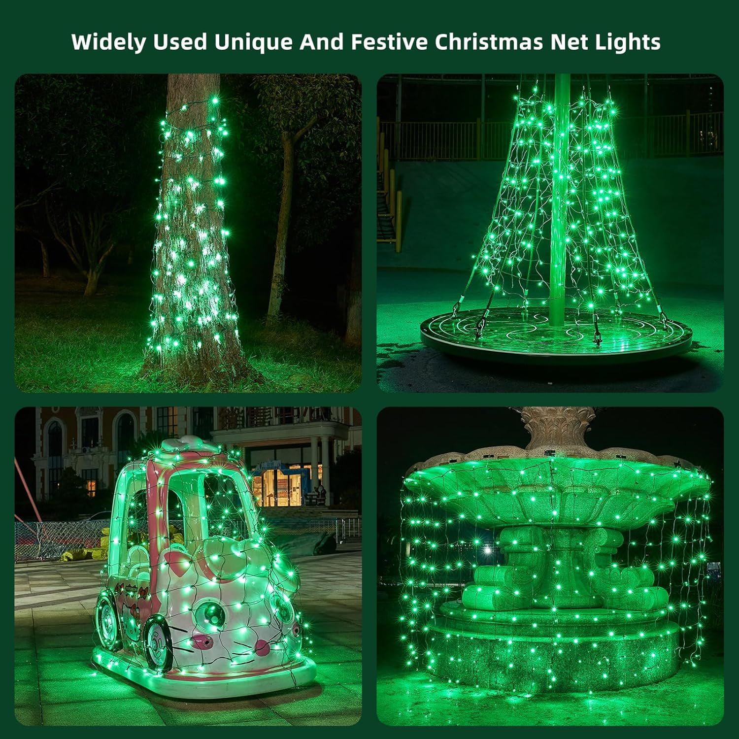 HYTHU-Led Net Lights Christmas Lights Outdoor Green Christmas Net ...