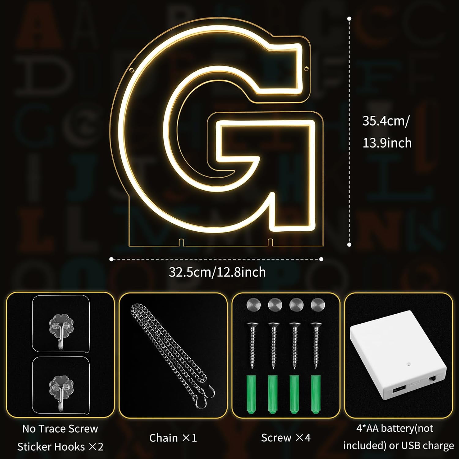 HYTHU-Light Up Letters G, Led Marquee Letter Lights Neon Sign, 13.9 ...
