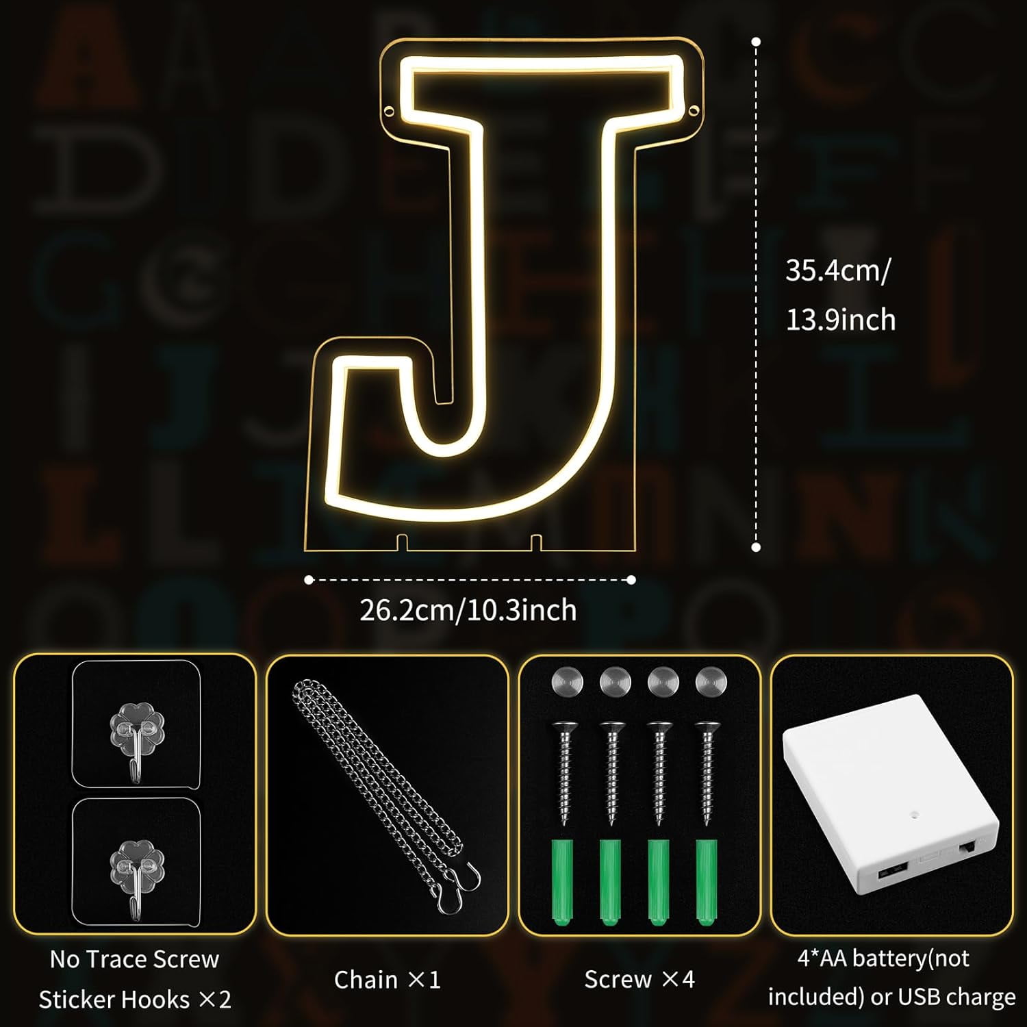 HYTHU-Light Up Letters J, Led Marquee Letter Lights Neon Sign, 13.9 ...