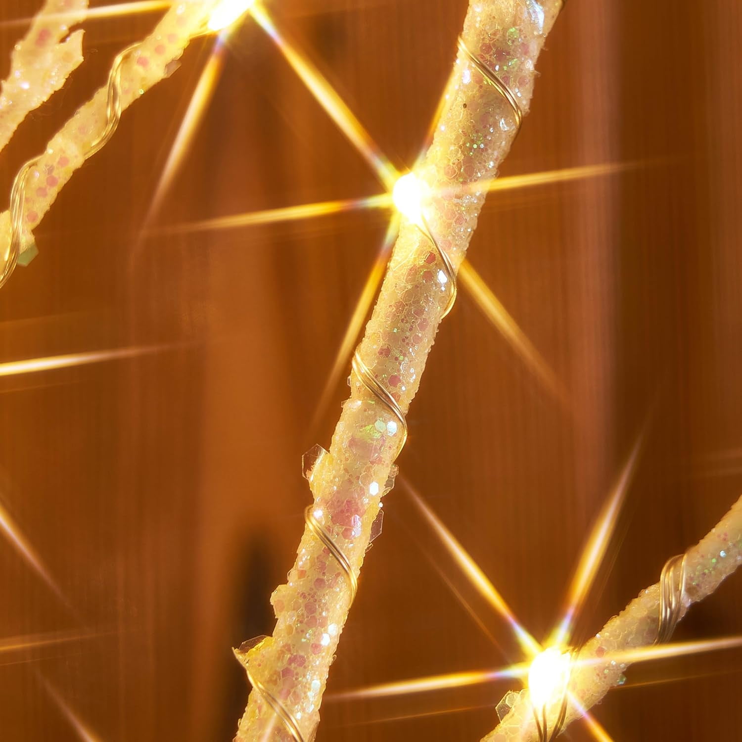 HYTHU-Lighted Willow Branches Iredescent Glittered 32IN 120 LED with ...