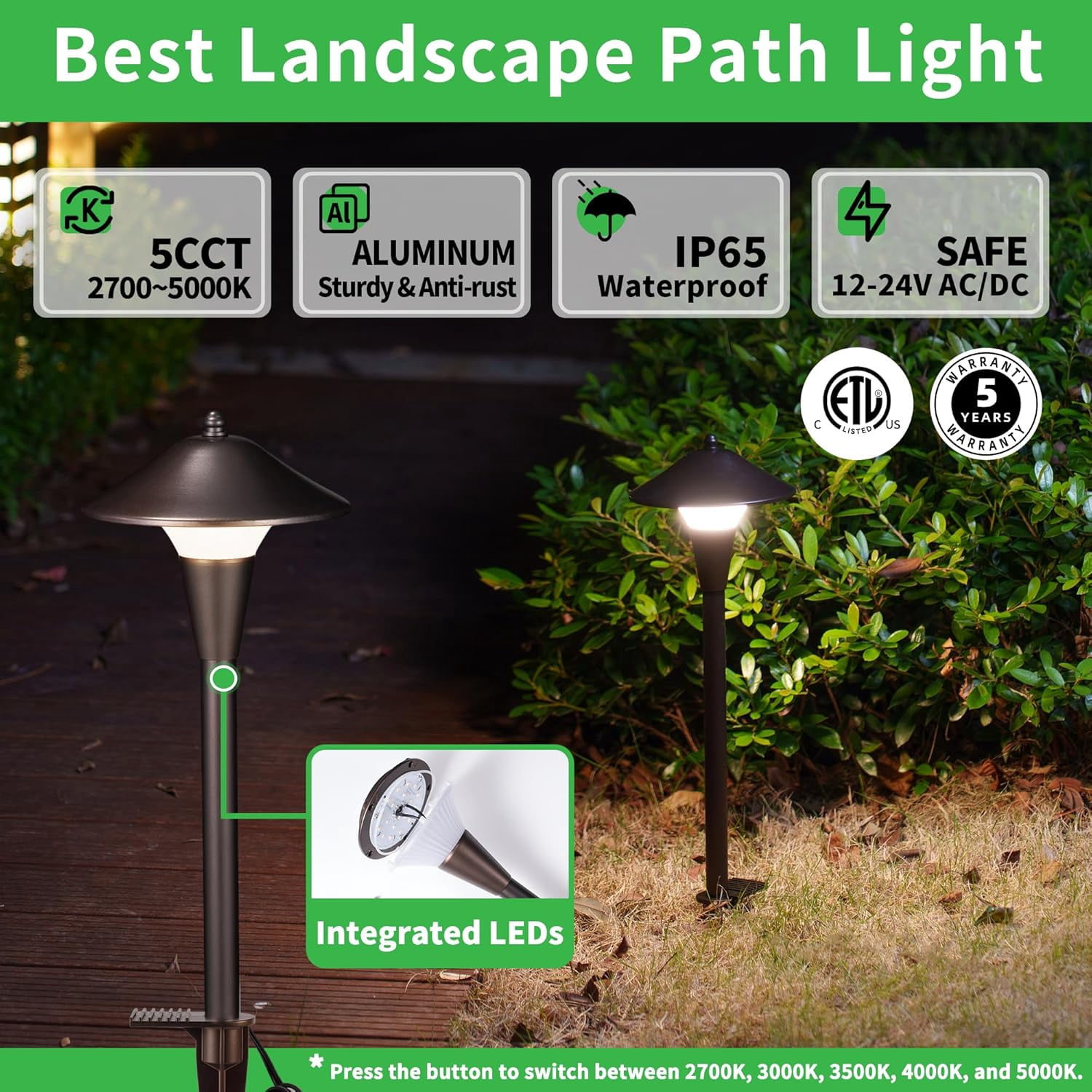 HYTHU-Low Voltage Pathway Lights - 2700K/3000K/3500K/4000K/5000K ...
