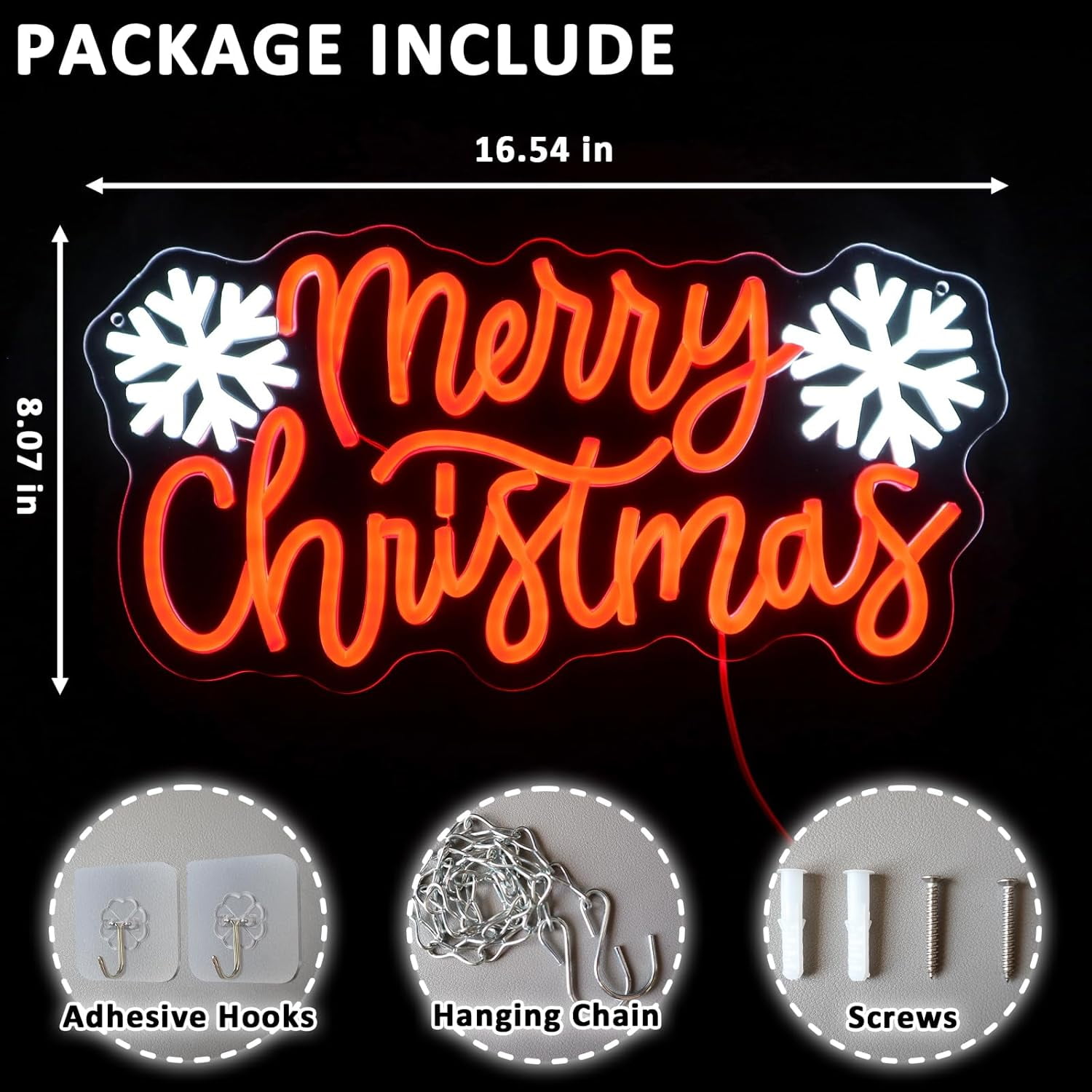 HYTHU-Merry Christmas Neon Sign for Wall Decor Dimmable Red Led Sign ...