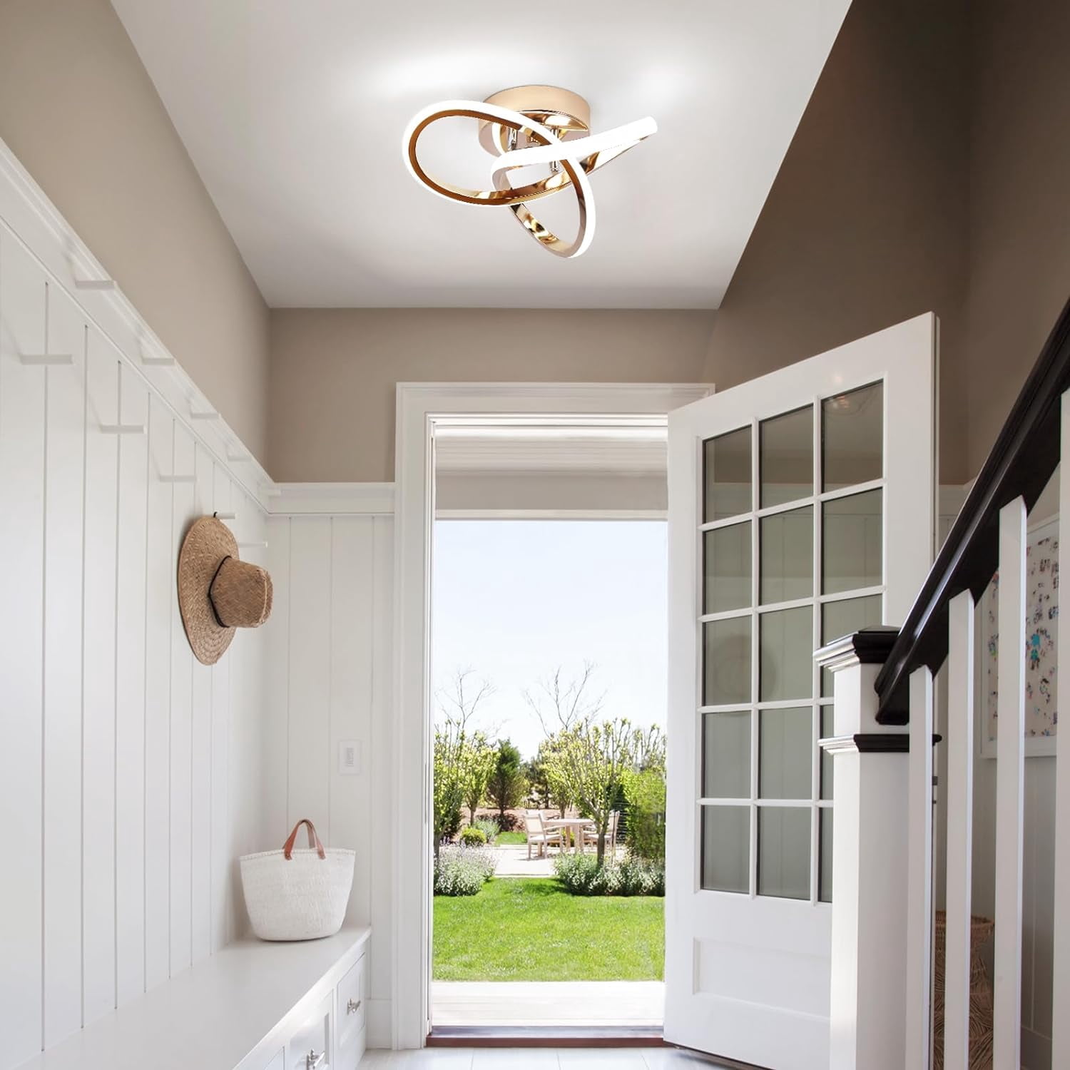 HYTHU-Modern LED Ceiling Light, 6000K Gold Led Hallway Ceiling Light ...