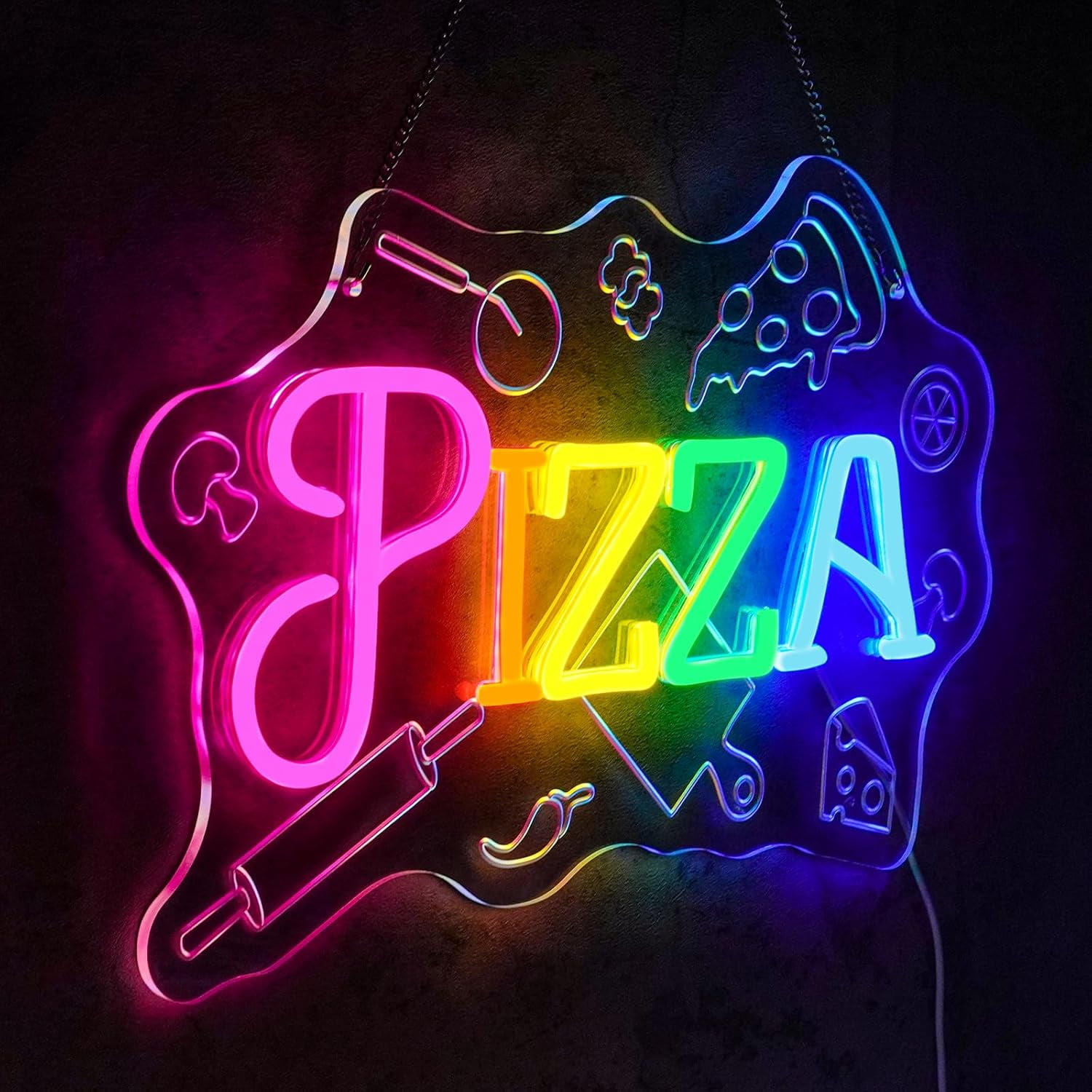 HYTHU-Pizza Neon Sign for Wall Decor Dimmable Led Letters Lights Signs ...