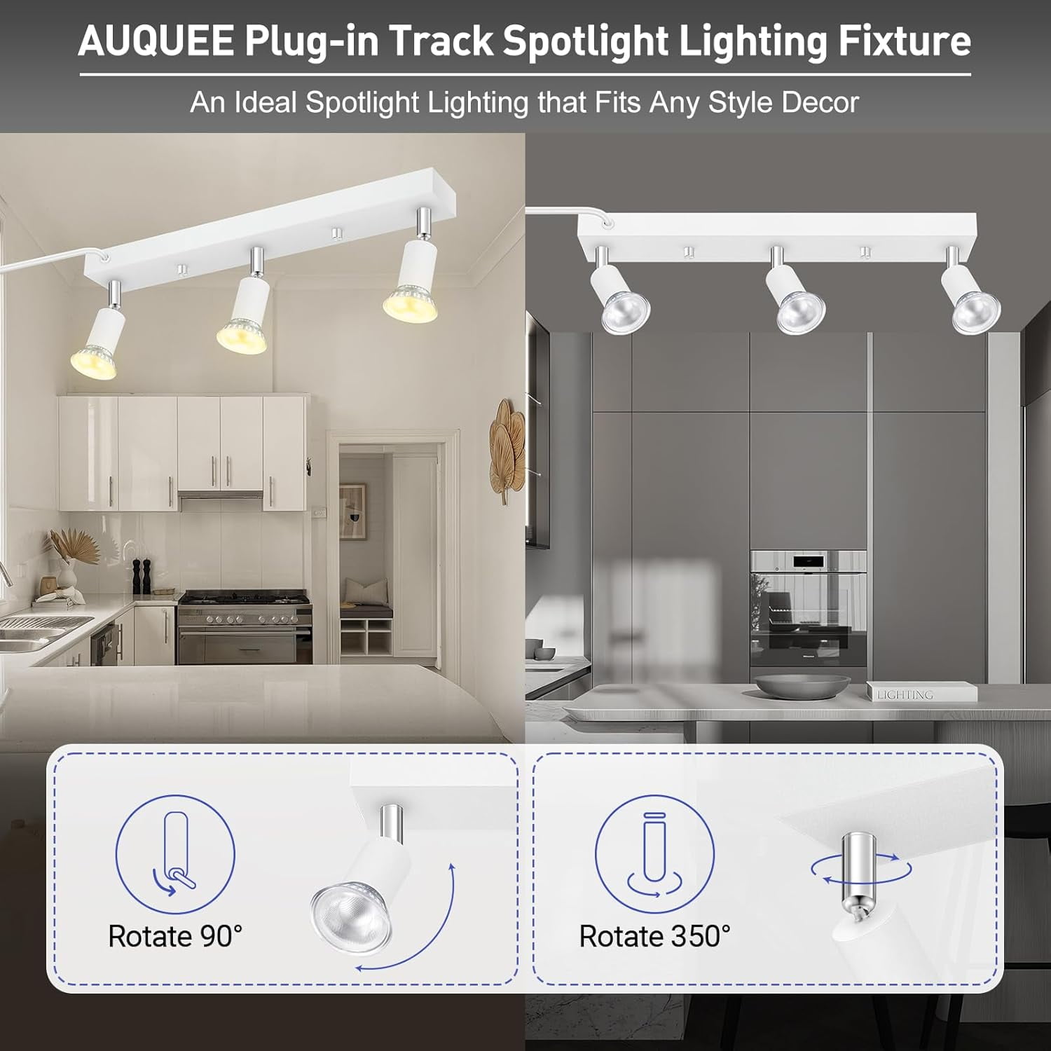 HYTHU-Plug in Track Lighting, 16" LED Track Light Fixtures Ceiling ...