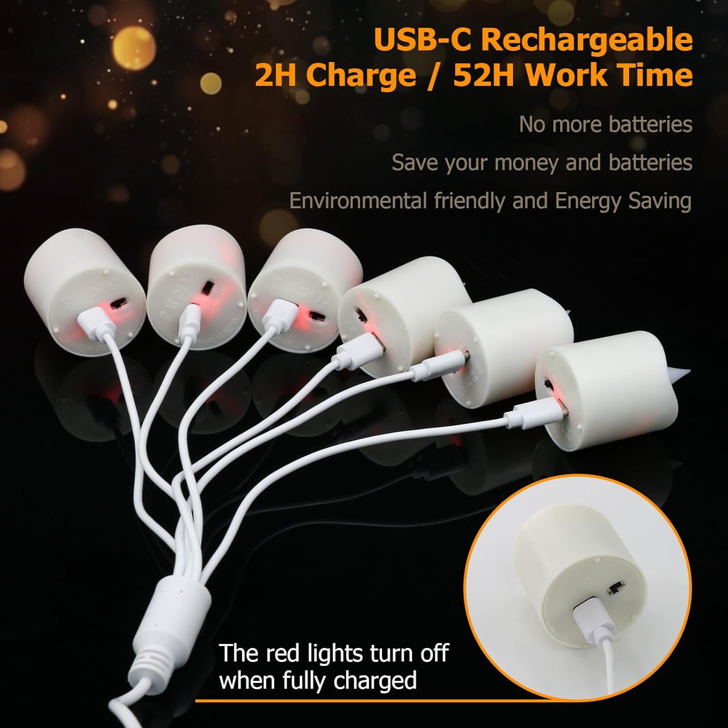 HYTHU-Rechargeable Flameless Tea Lights Candles with Remote Timer, 12 ...