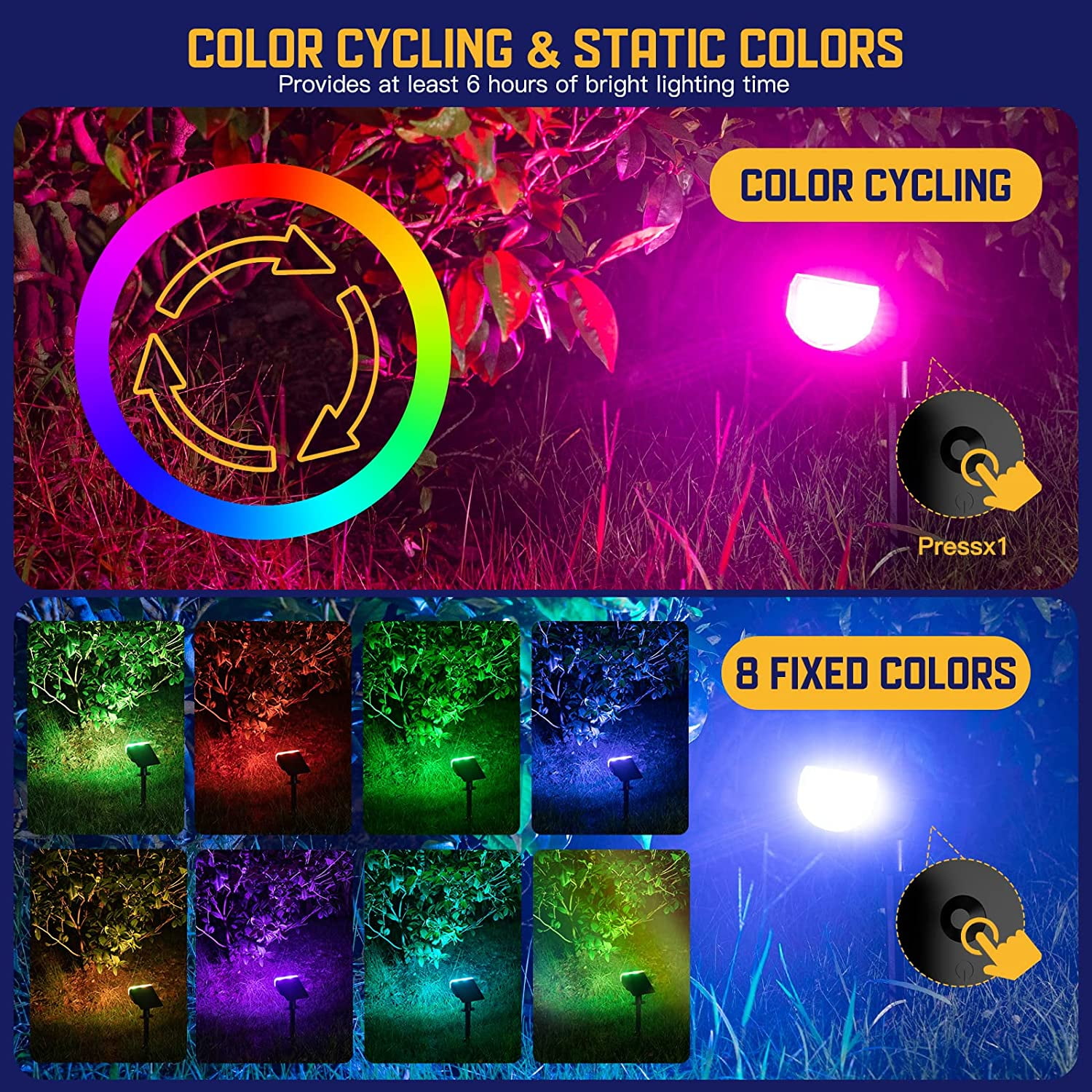 HYTHU-Solar Color Spot Lights Outdoor, 9 Lighting Modes Halloween ...