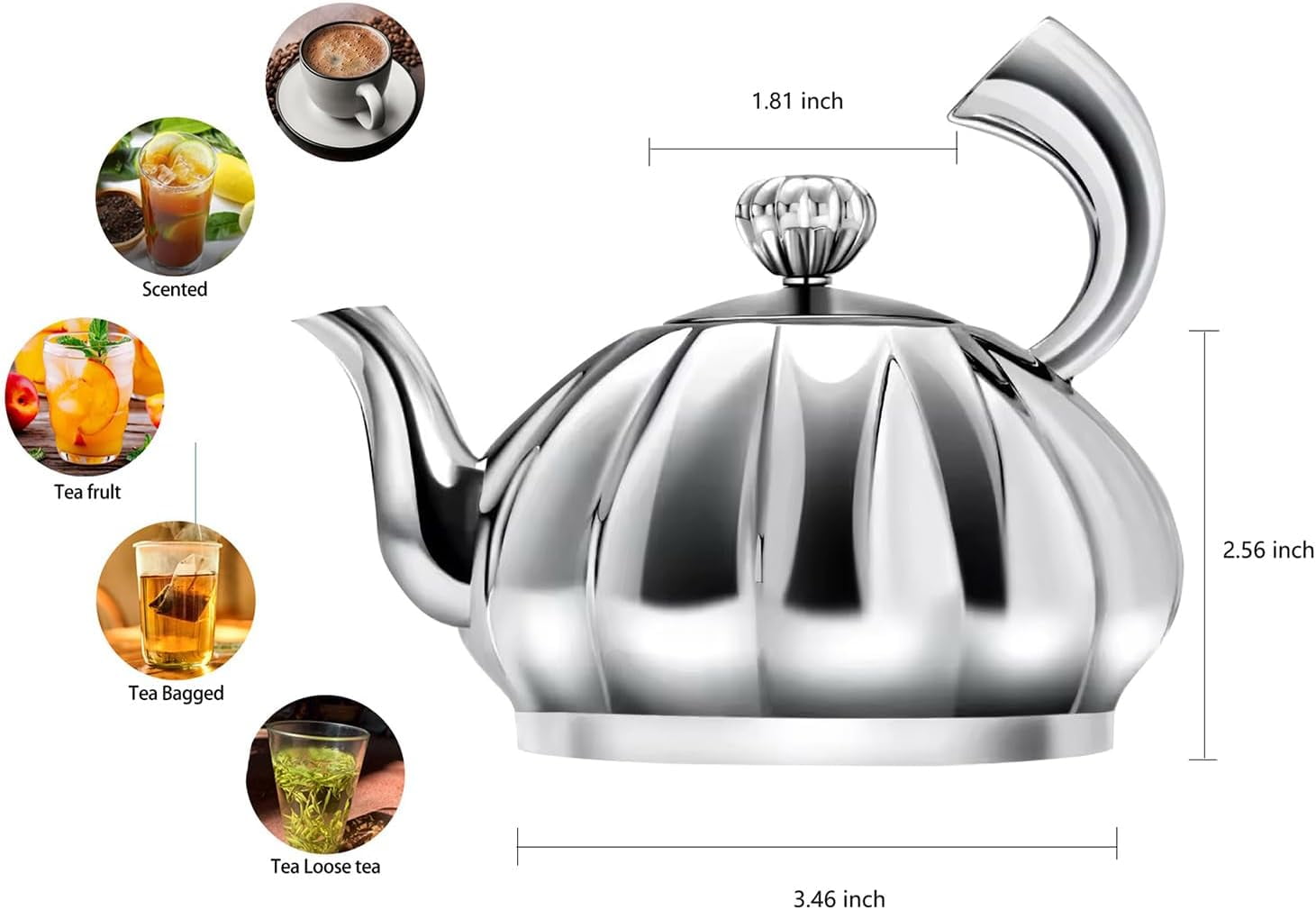 HYTHU-Stainless Steel Teapot with Removable Infuser - 12OZ Stovetop ...