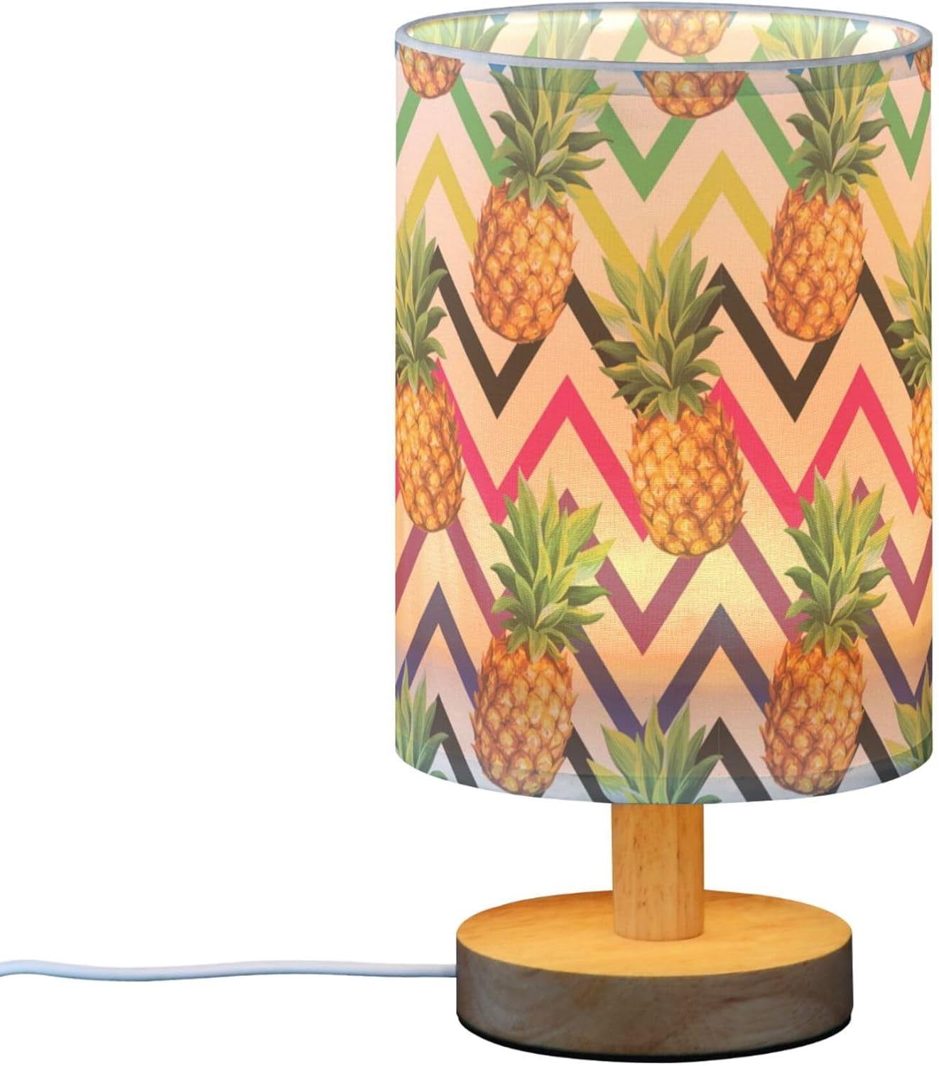 HYTHU-Table Lamp Pineapple Fruit Colorful Geometric Chevron Nightstand ...