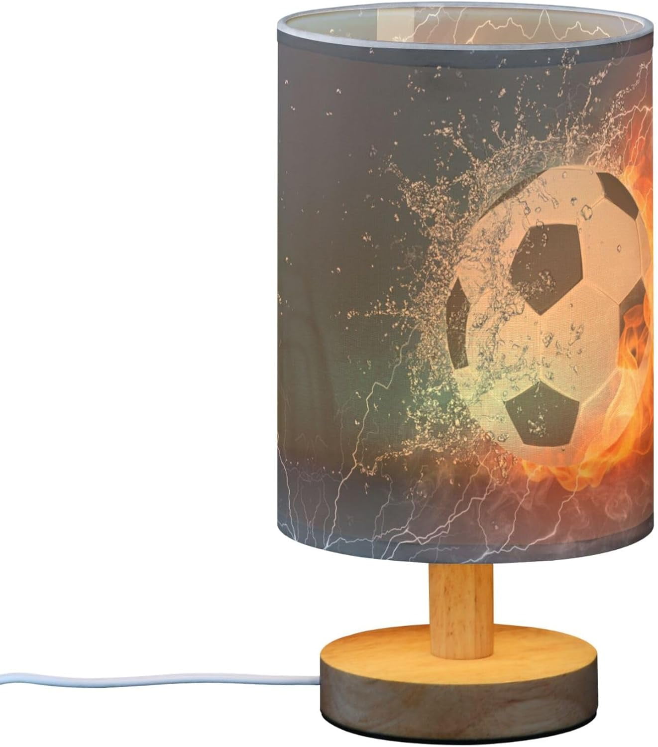 HYTHU-Table Lamp Soccer Ball in Fire Flame Water Sport Design American ...
