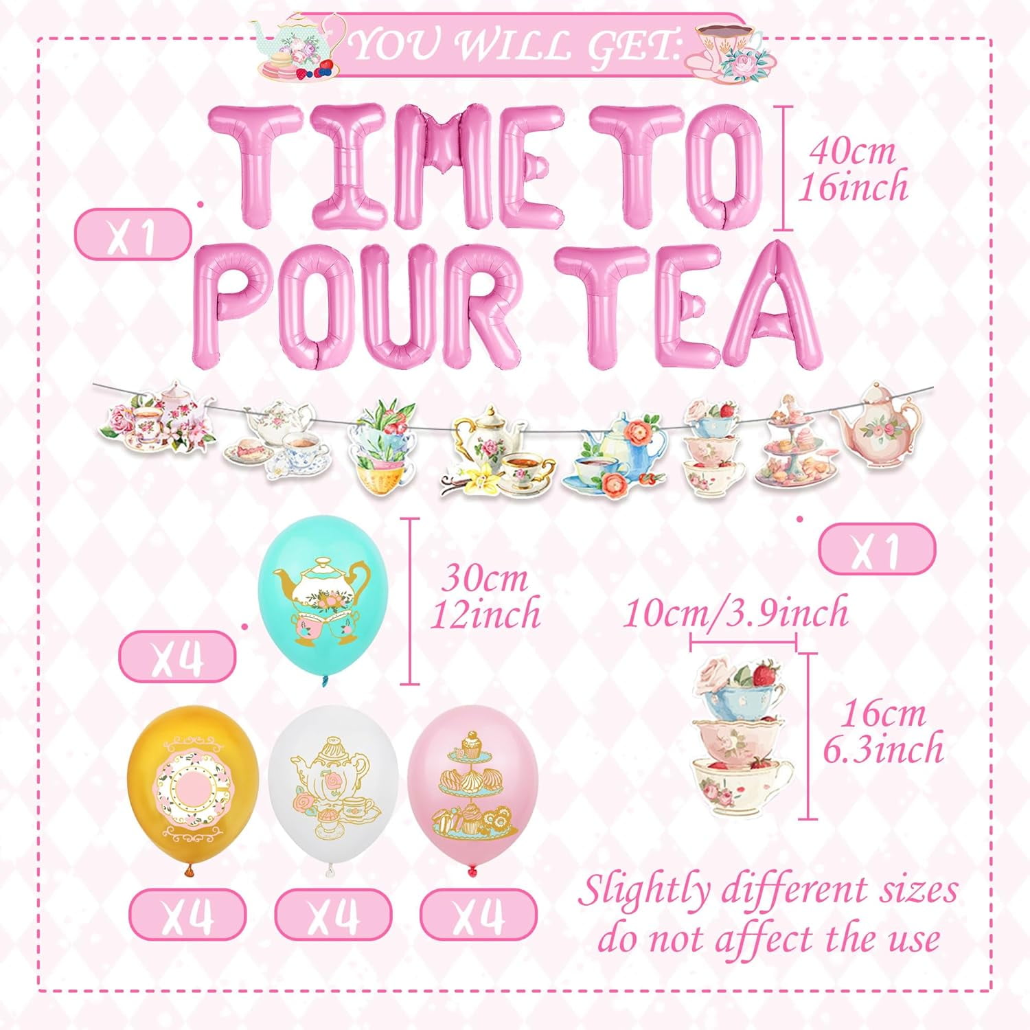HYTHU-Tea Party Decorations Let's Par Tea Decorations Backdrop Balloon ...