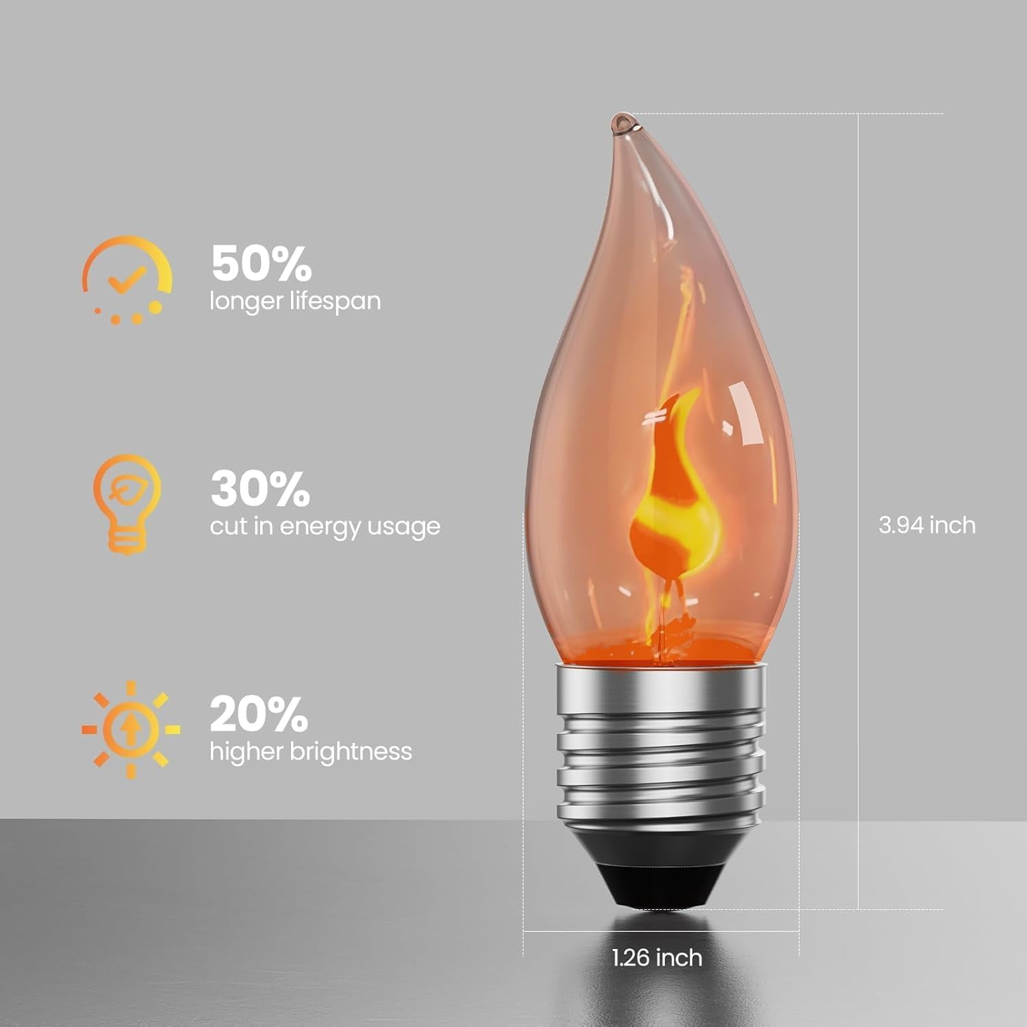 HYTHU-Upgraded Flame Light Bulbs, E26 Flickering Fire Light Bulbs Flame ...