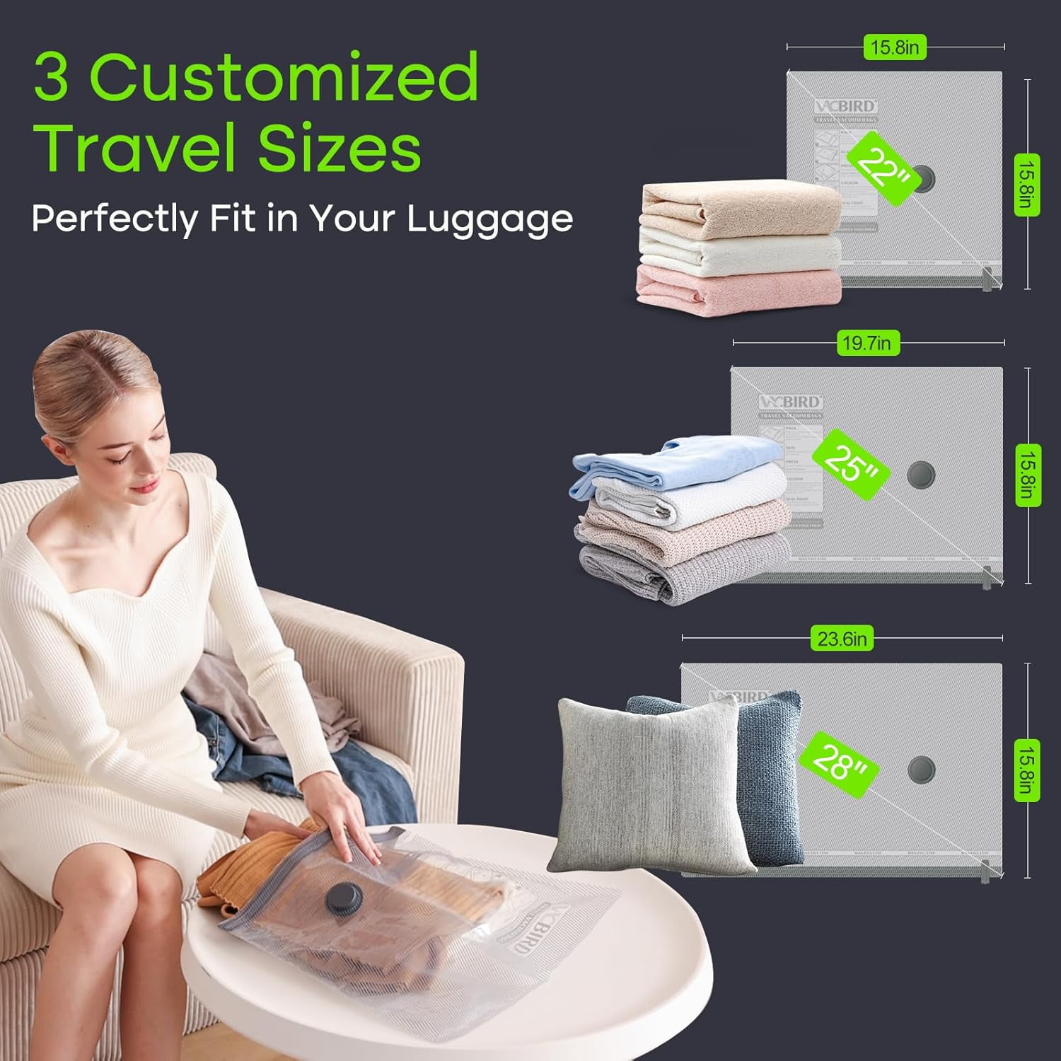 HYTHU-Vacuum Bags for Travel with USB Electric Pump, 15 Pack Carry-on ...