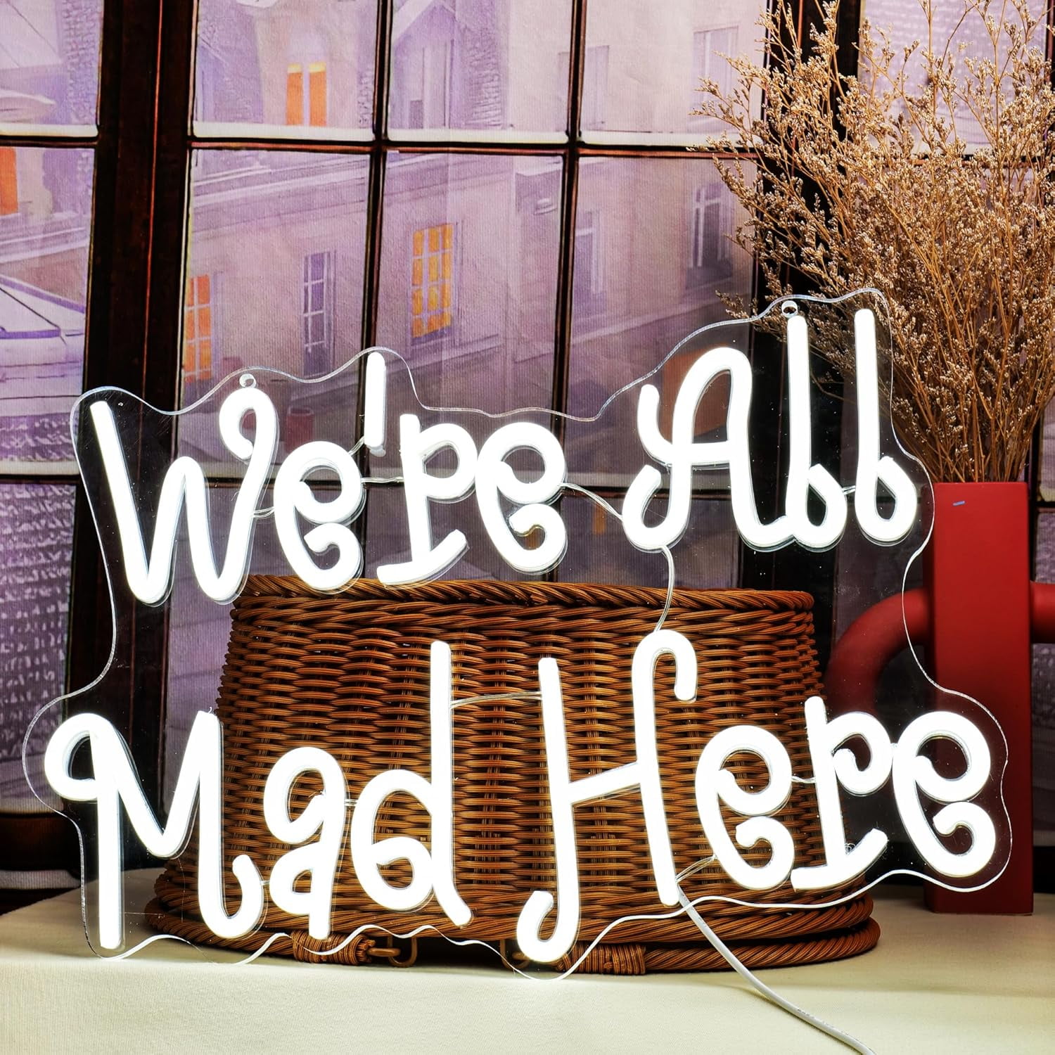 HYTHU-We‘re all mad here Neon Sign Letters Funny Road Signs Light up ...