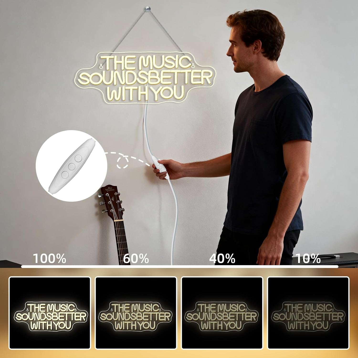 HYTHU-White The Music Sounds Better with You Neon SignRomance Neon ...