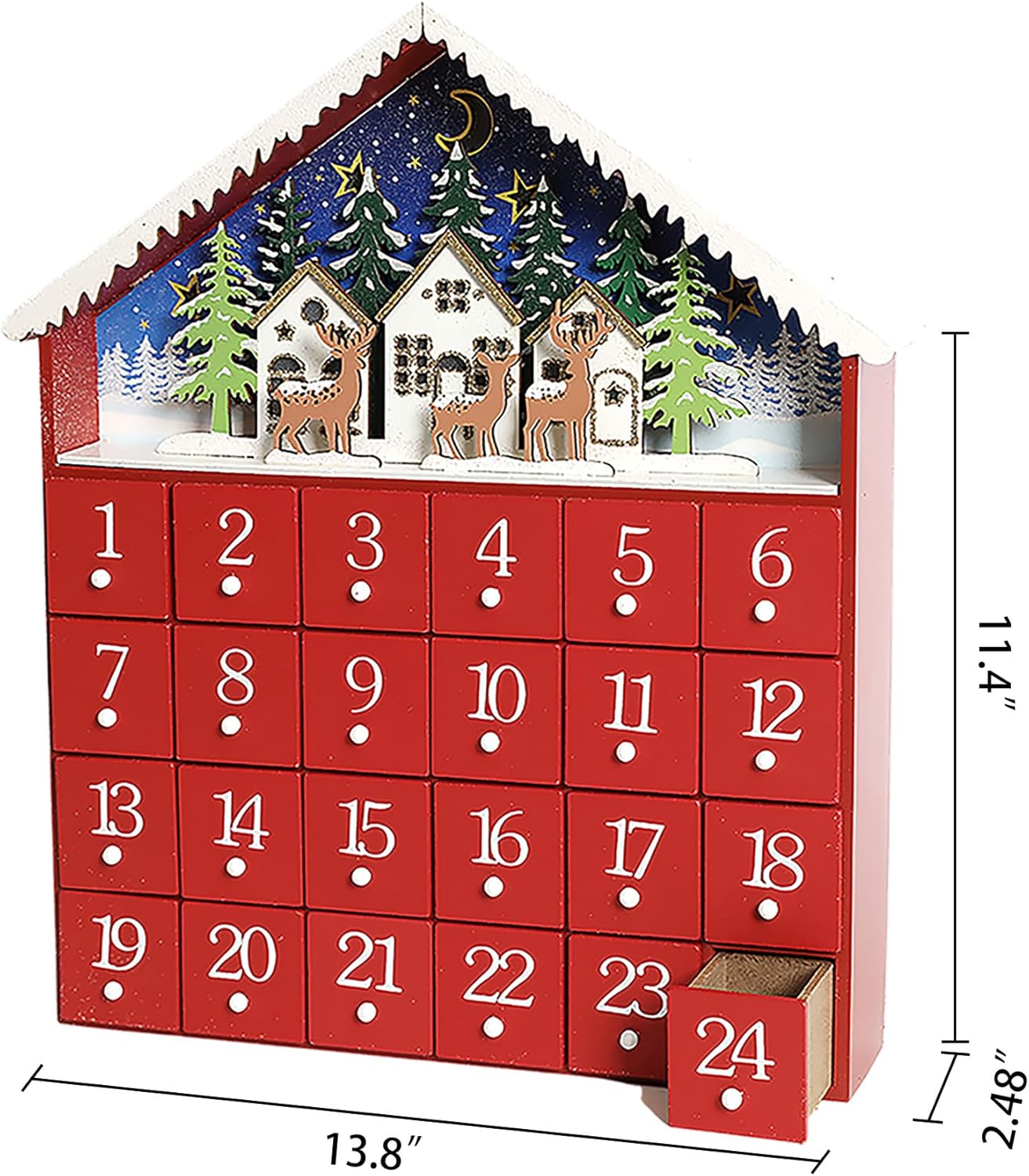 HYTHU-Wooden Advent Calendar with 24 Drawers, Christmas Countdown ...