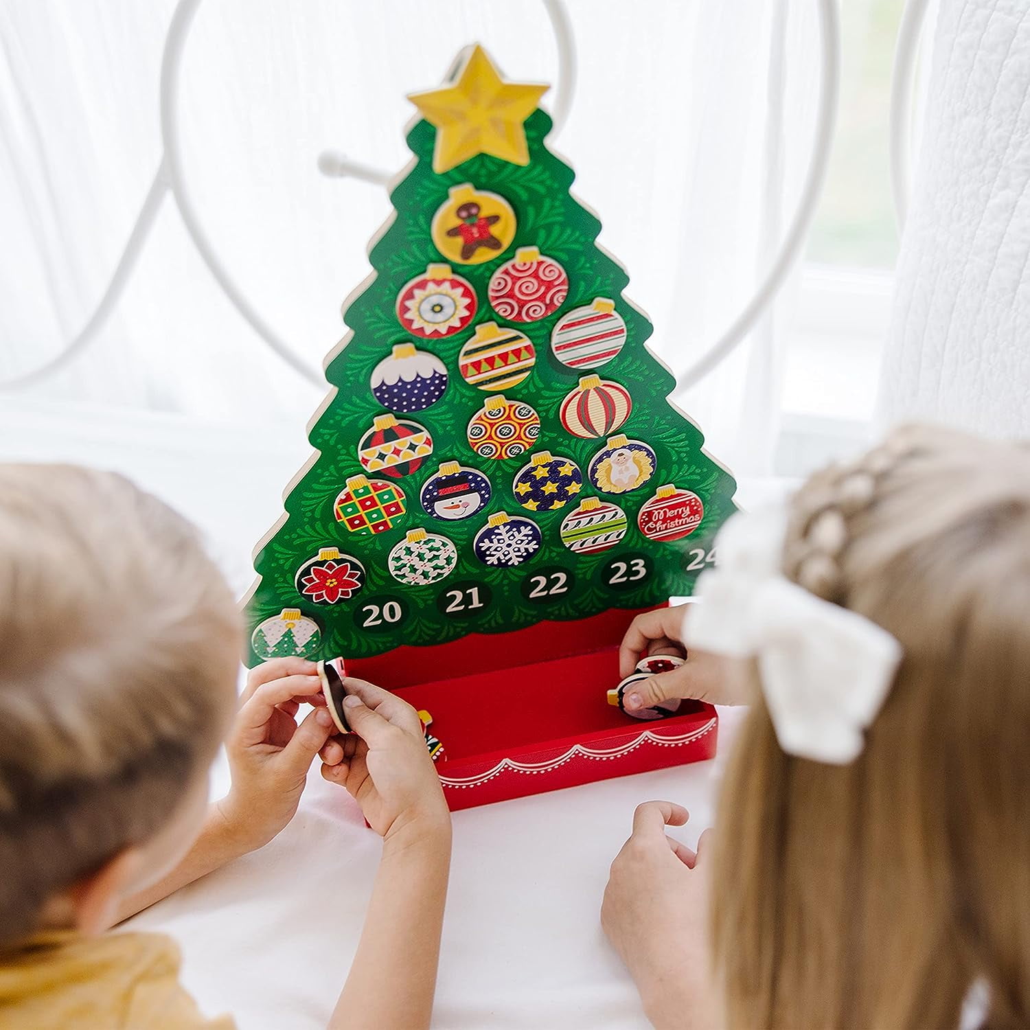 HYTHU-Wooden Advent Calendar - Magnetic Christmas Tree, 25 Magnets ...
