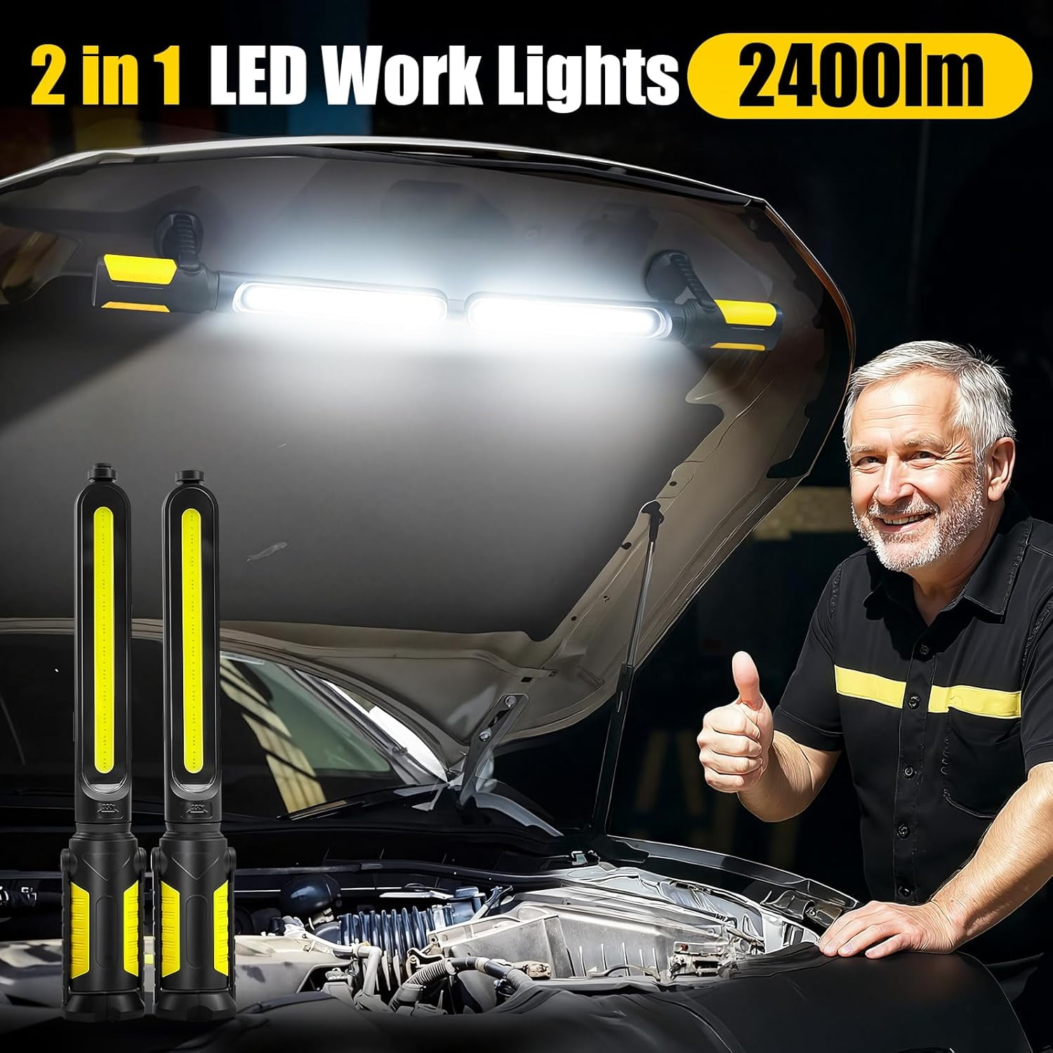 HYTHU-Work Light for Mechanic, 2400LM LED, 4400mAh Rechargeable ...