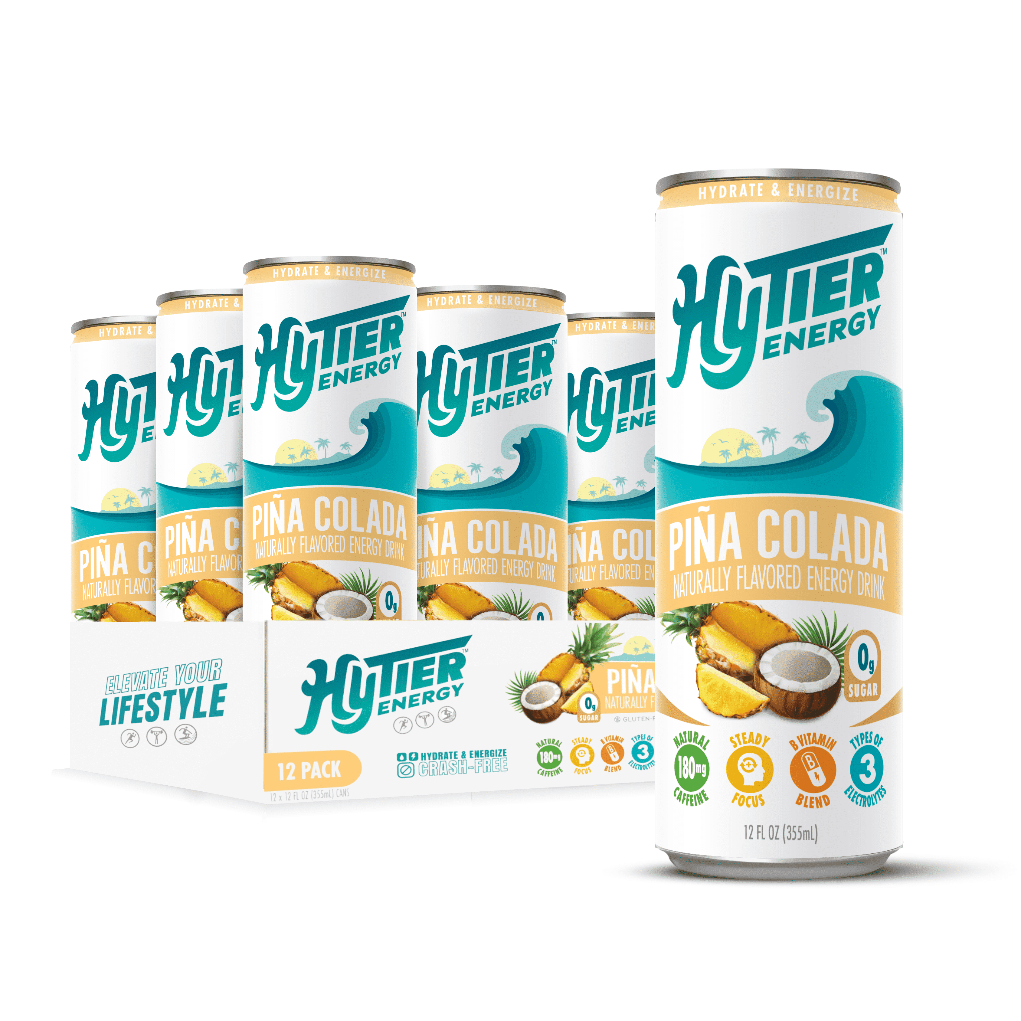 HYTIER Energy, Pina Colada, Hydrational Energy Drink, 0 Sugar, 12 fl oz ...